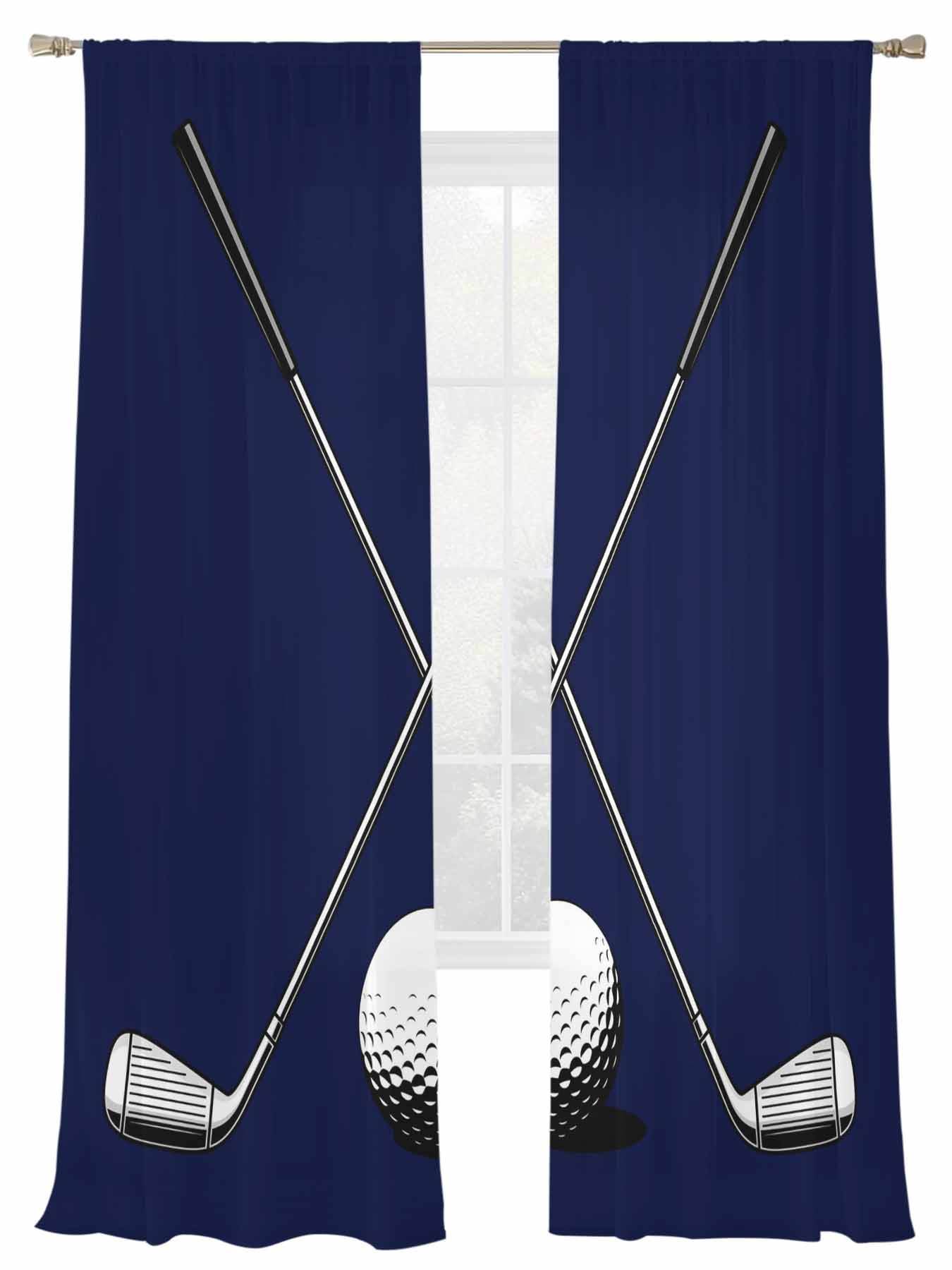 Golf Clubs Golf Bal Sheer Curtains 96 Inch Long 2 Panels, Classic Sport ...