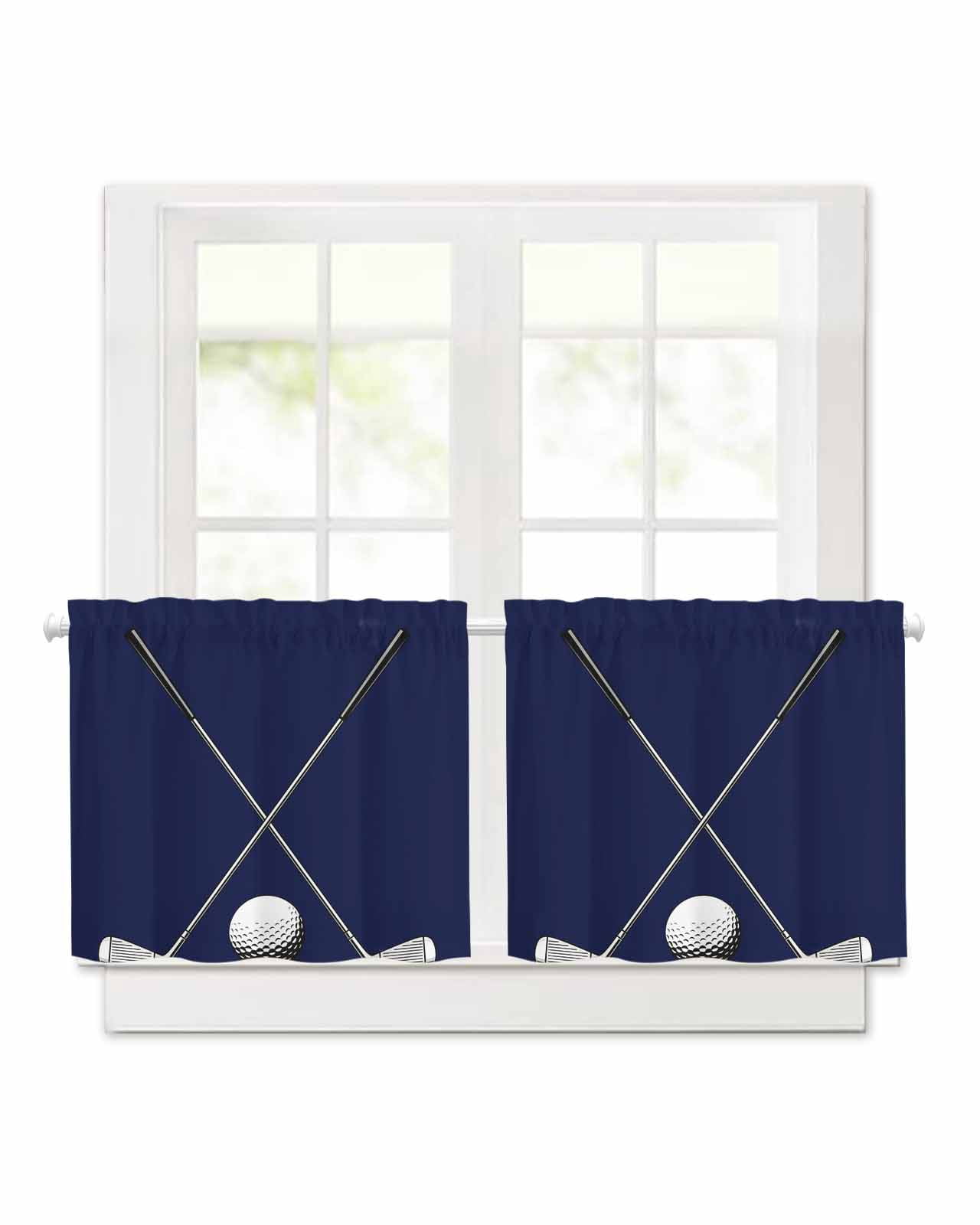 Golf Clubs Golf Bal Short Blackout Curtains 24 Inch Long Classic Sport ...