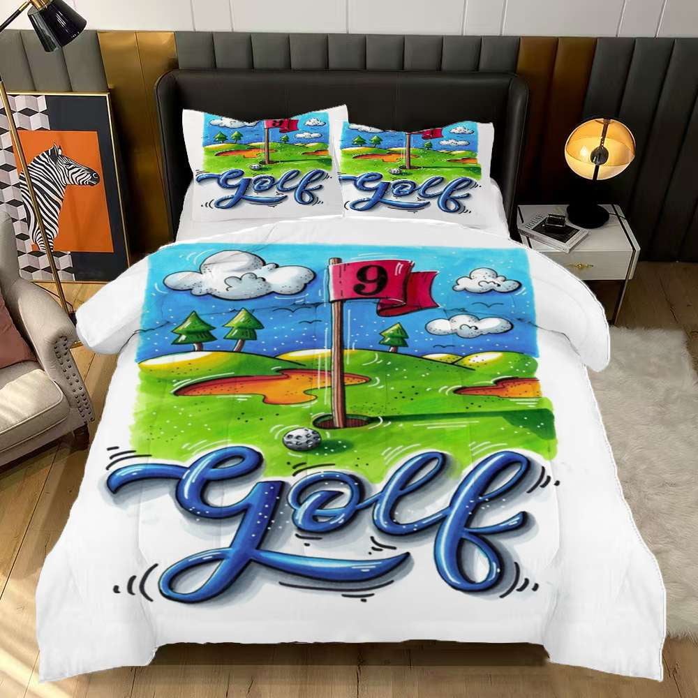 Golf Course Comforter Set King Size Bedding Set For Travl Bedroom Decor ...