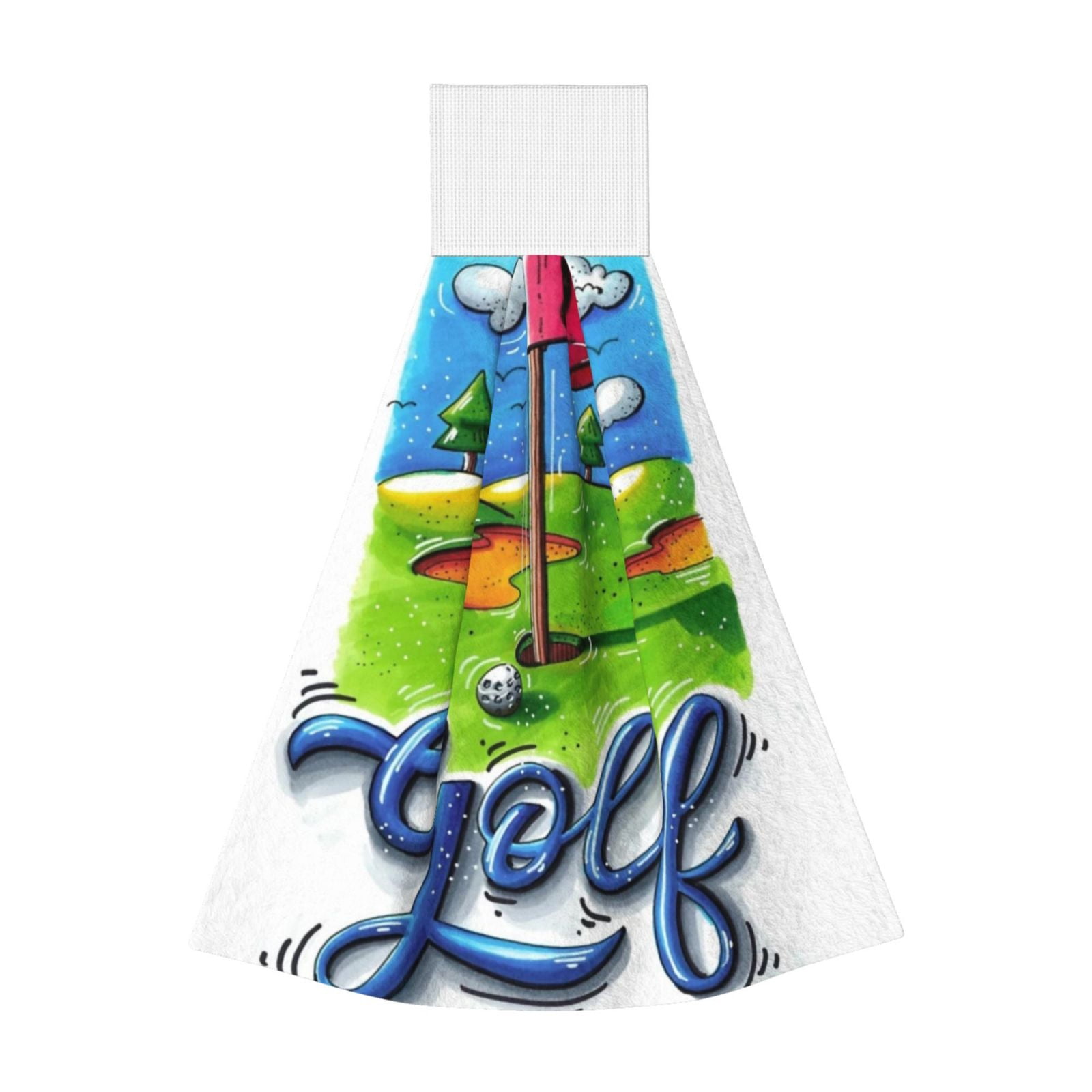 Golf Course Kitchen Hanging Hand Towels for Bathroom with Hanging Loop ...