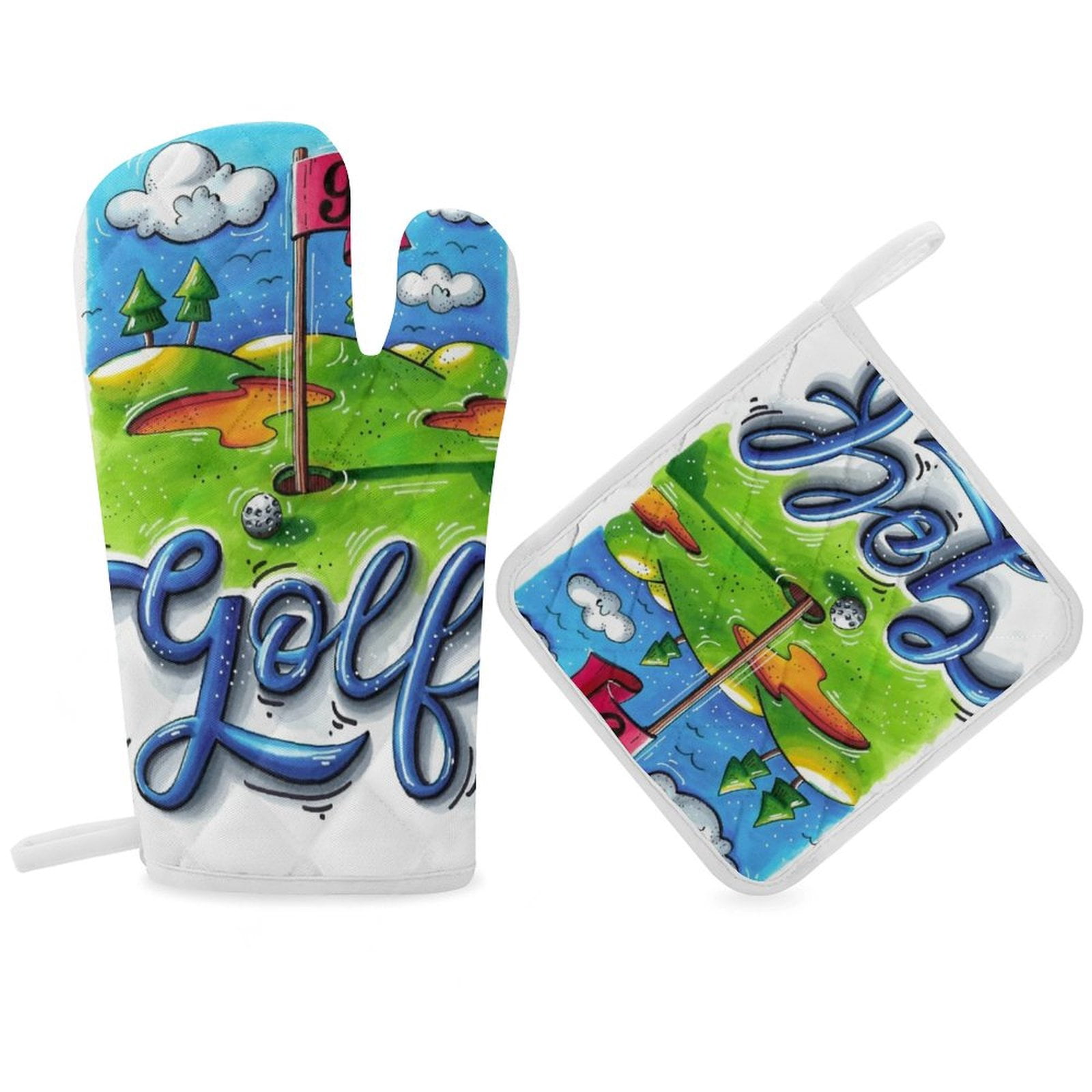 Golf Course Oven Gloves And Pots Stand Set Oven Gloves And Pot Racks ...