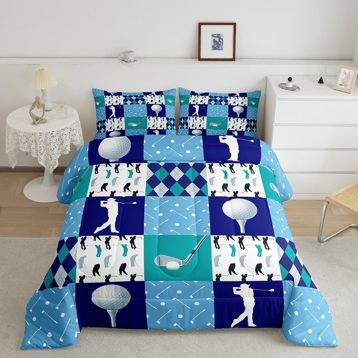 Golf D Pattern Comforter Set Wild Animals Bedding Set Pcs for Kids Boys ...