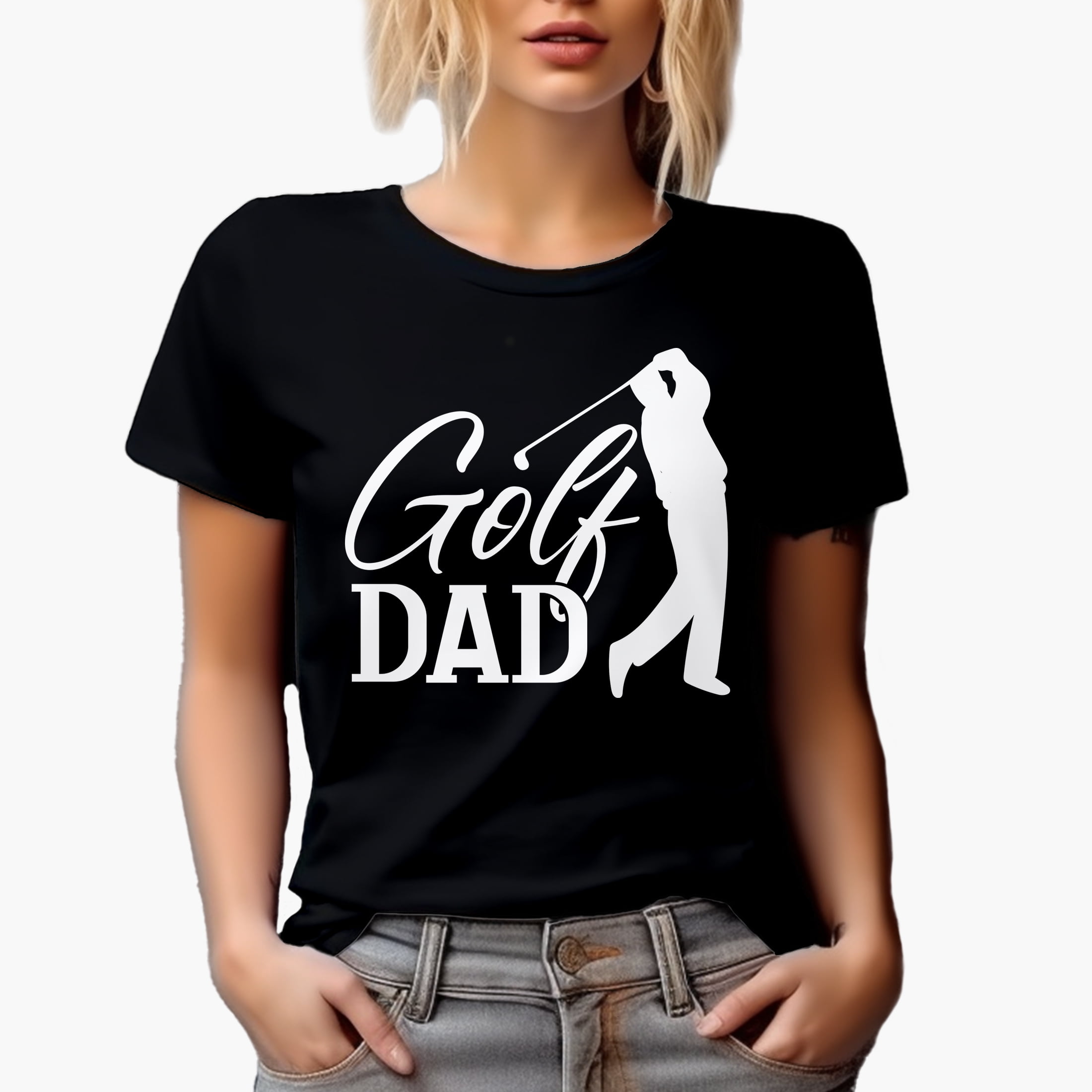 Golf Dad with a Swinging Man or Father Golf Player, Golfing or Golfer ...