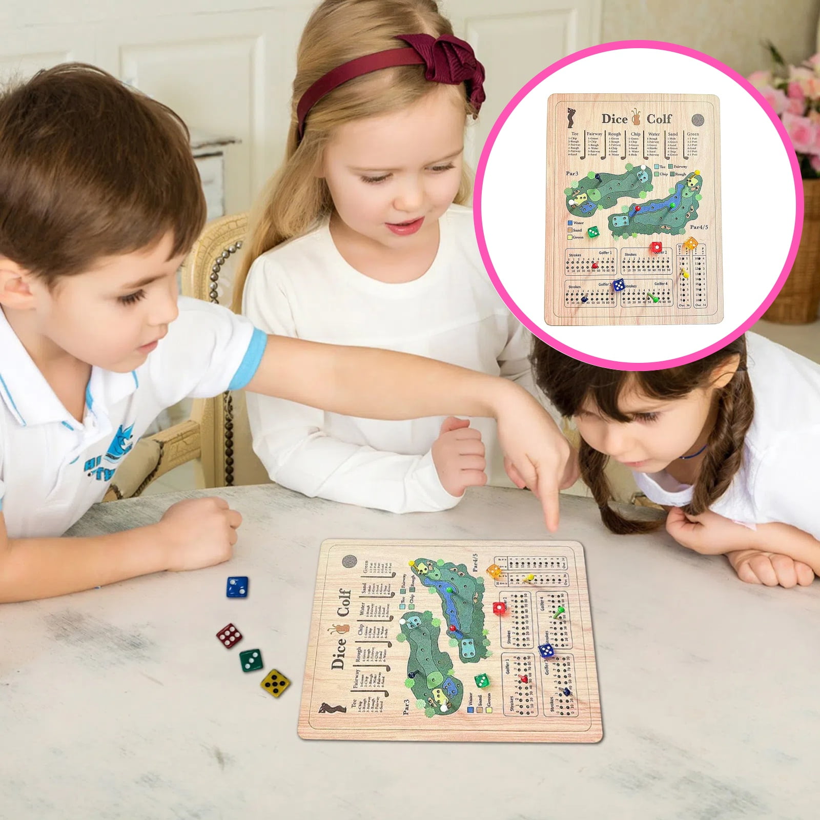 Golf Dice Board Game - Wood Tabletop Design, Adds a Rustic Charm to Any ...