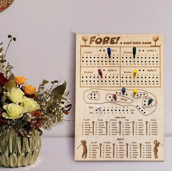 Golf Dice Board Game, Wooden Tabletop Classic Golf Dice Board Game with ...