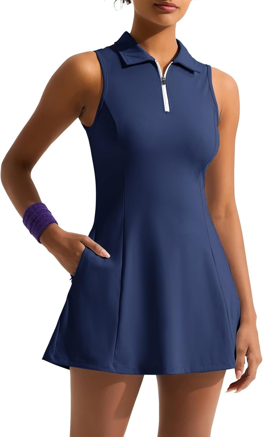 Golf Dresses for Women Polo Half Zipper Sleeveless Tennis Workout ...