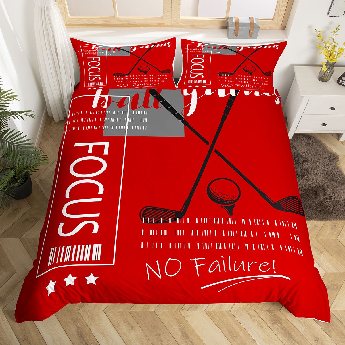 Golf Duvet Cover Queen Size Sports Theme Bedding Set,Red Black White ...