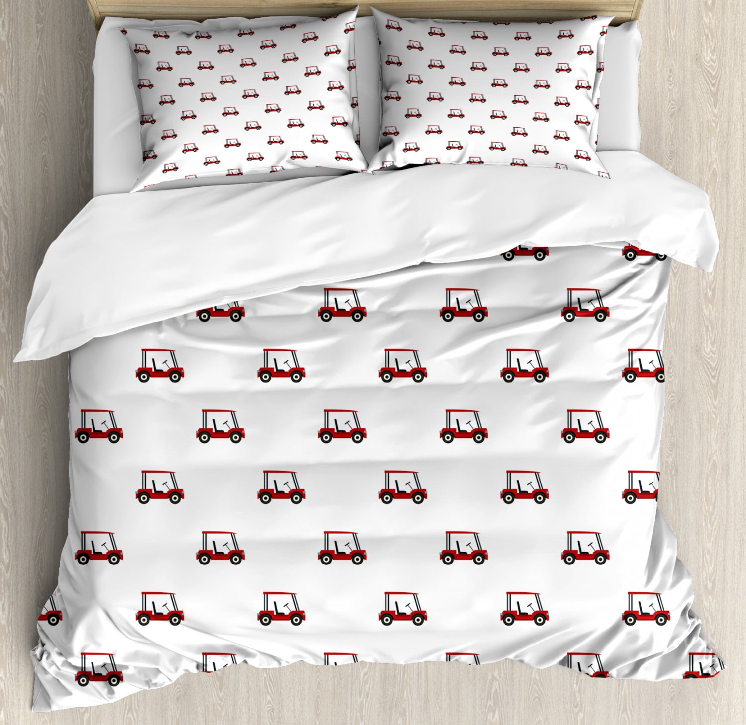 Golf Duvet Cover Set Queen Size, Carts Pattern Golfing Stroke Play ...