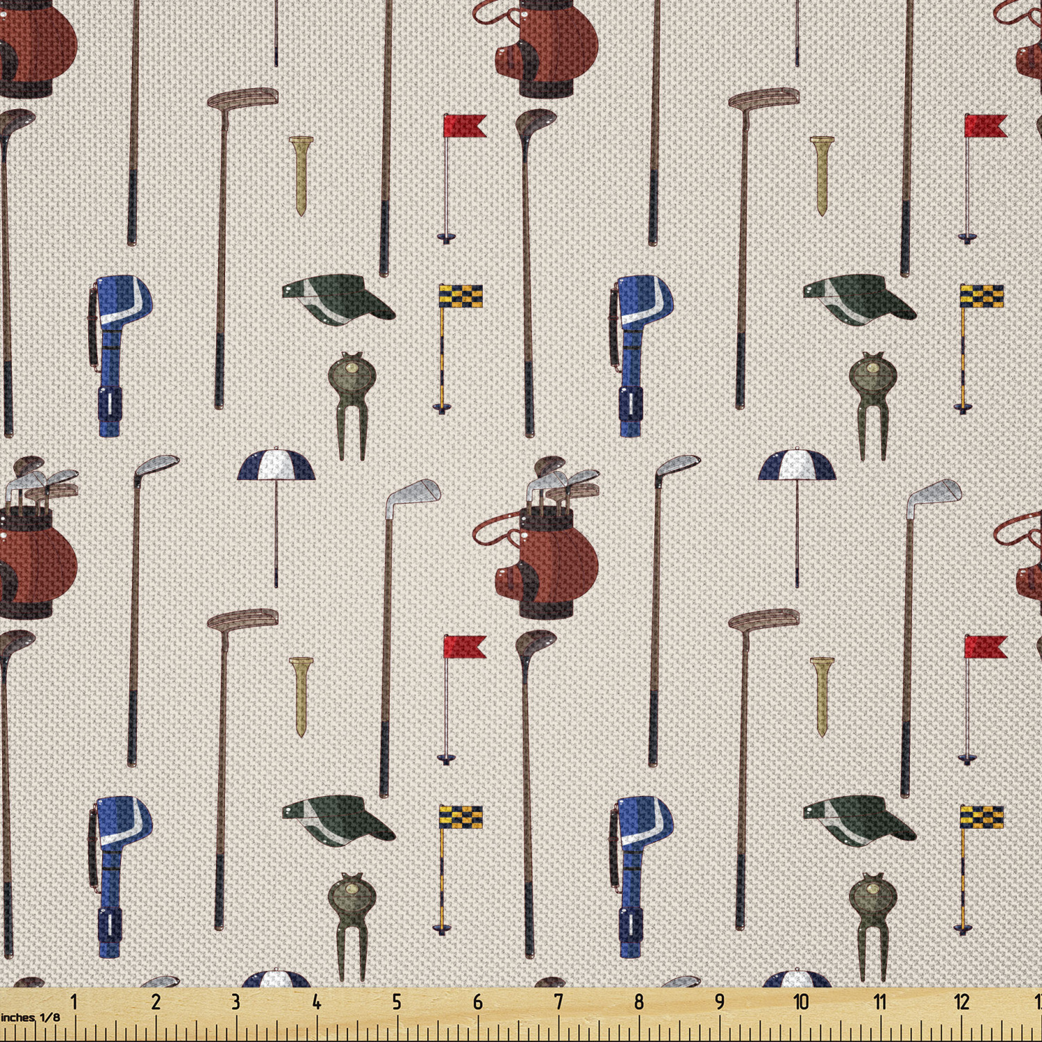 Golf Fabric by The Yard, Club and Ball Sport Theme Equipment Stroke ...