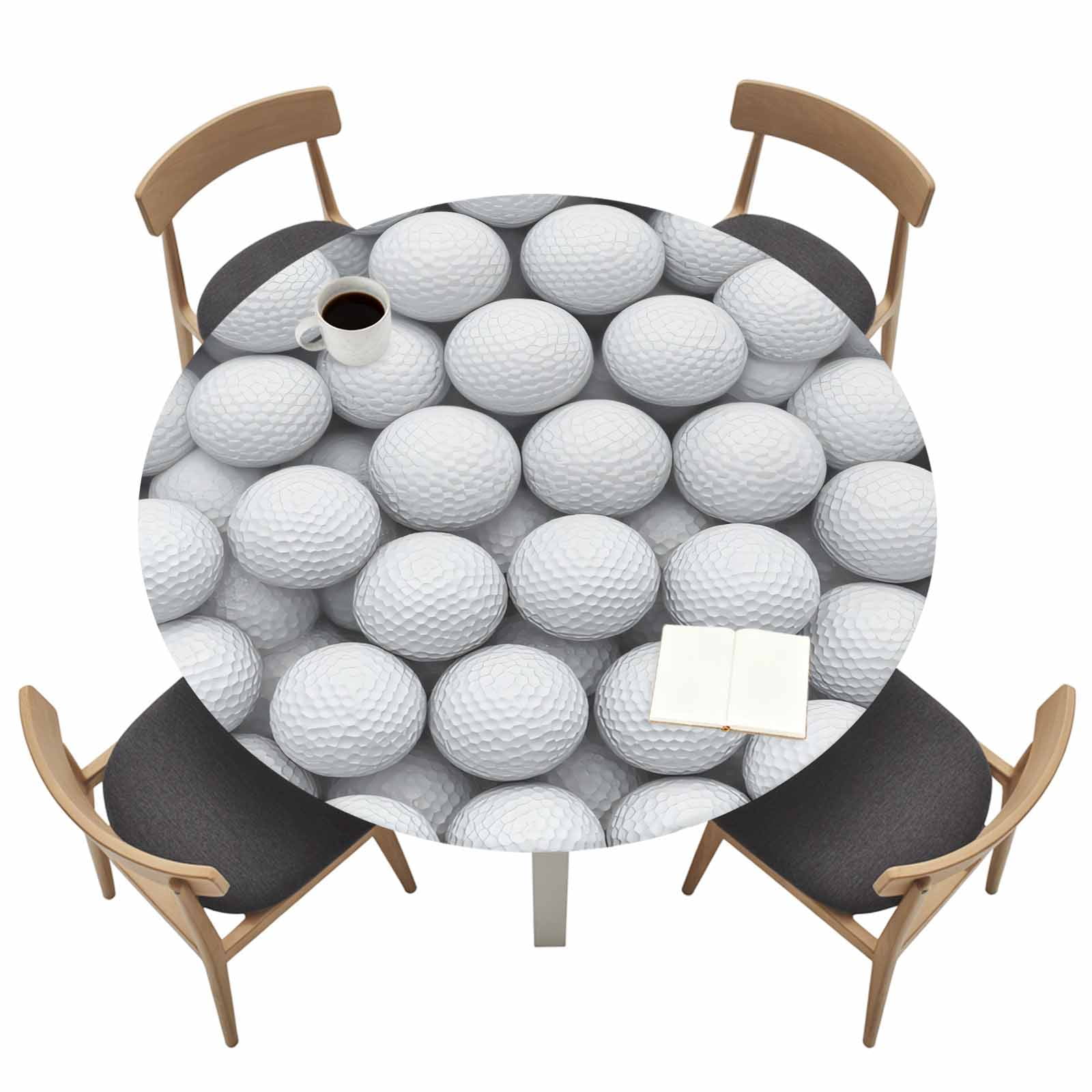 Golf Fitted Tablecloth with Elastic Edged, Round Table Cloth for Dining ...