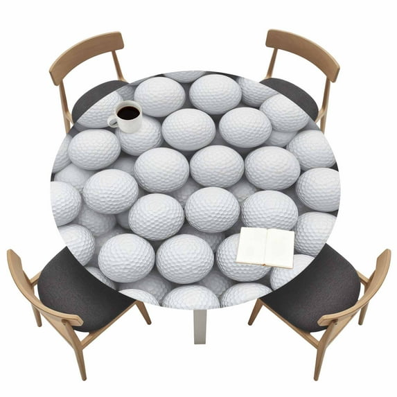 Golf Fitted Tablecloth with Elastic Edged, Round Table Cloth for Dining ...
