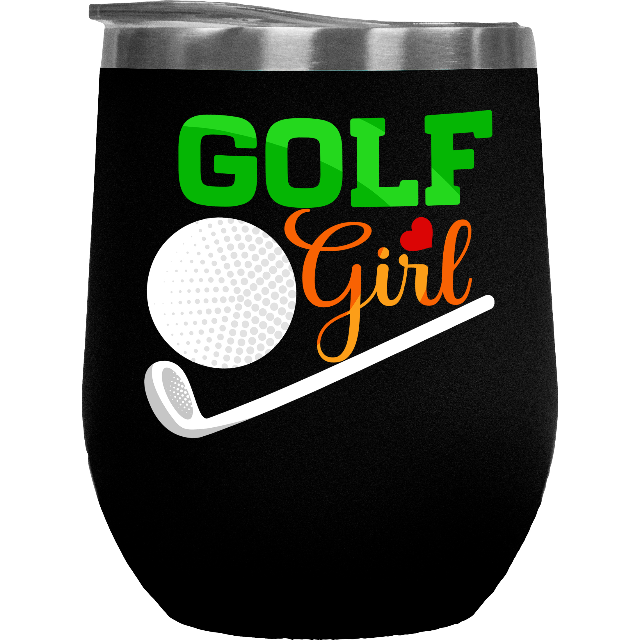 Golf Girl with a Heart, Ball & Club, Golf Player, Golfing or Golfer ...
