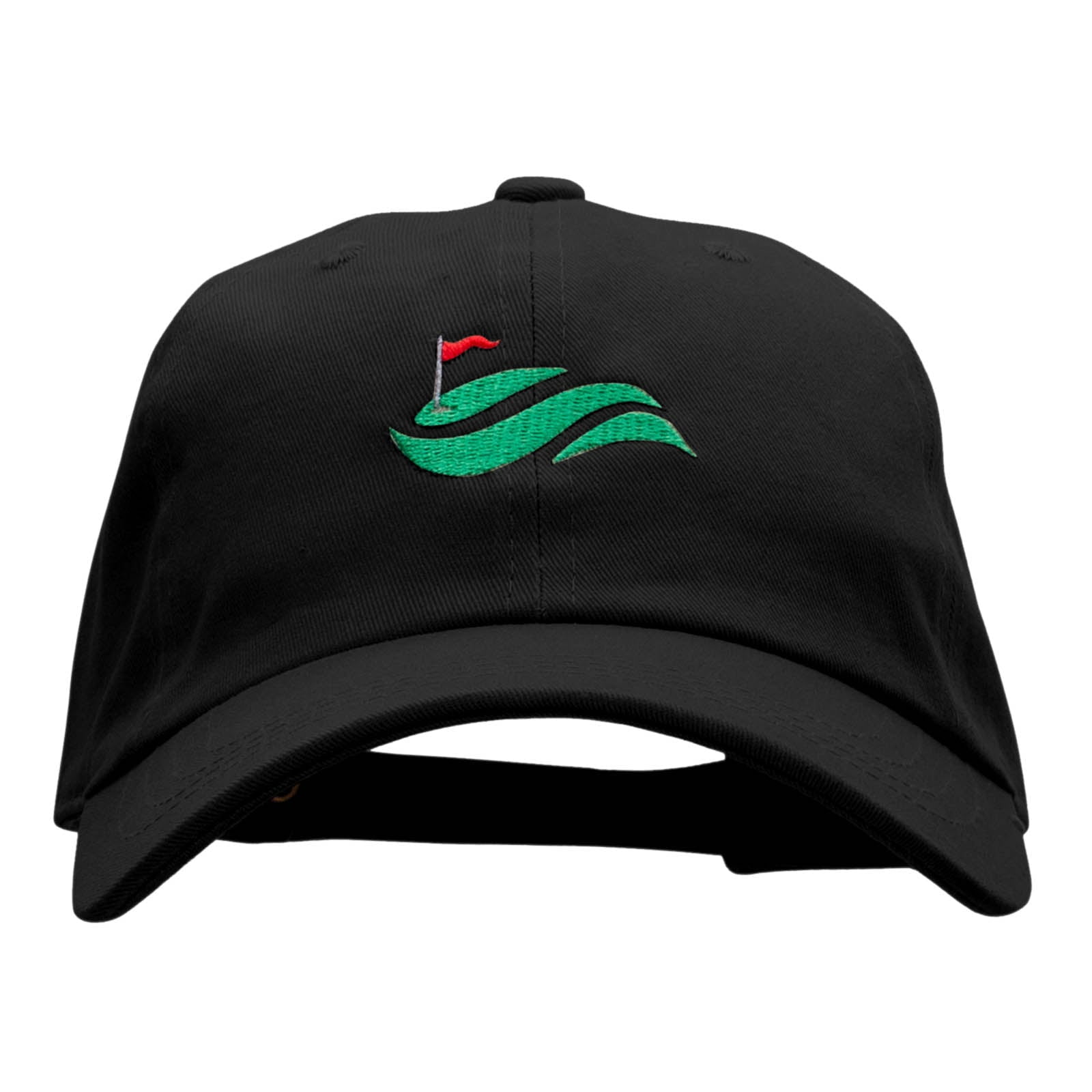 Golf Greens Embroidered Washed Cap - Black OSFM - Walmart.com