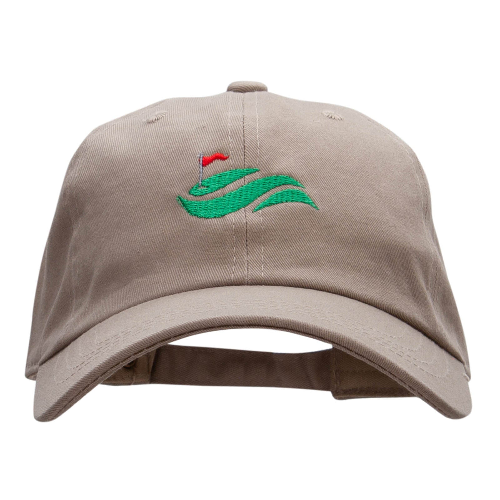 Golf Greens Embroidered Washed Cap - Khaki OSFM - Walmart.com