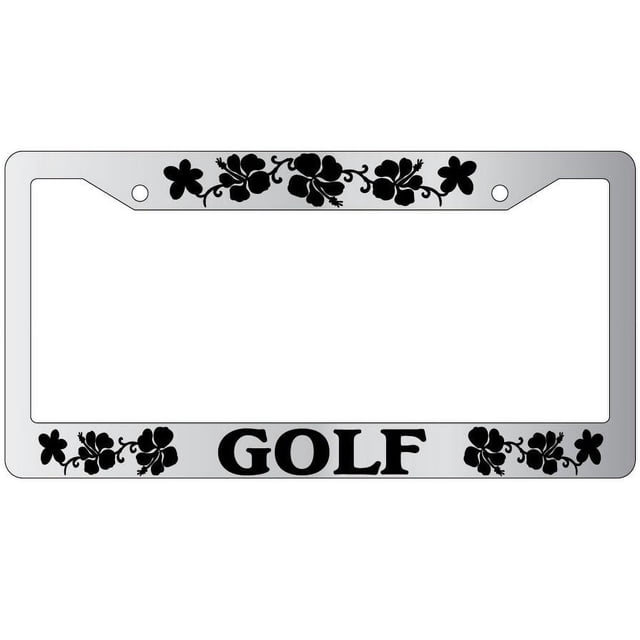 Golf Hibiscus Flower Chrome Plastic License Plate Frame - Walmart.com