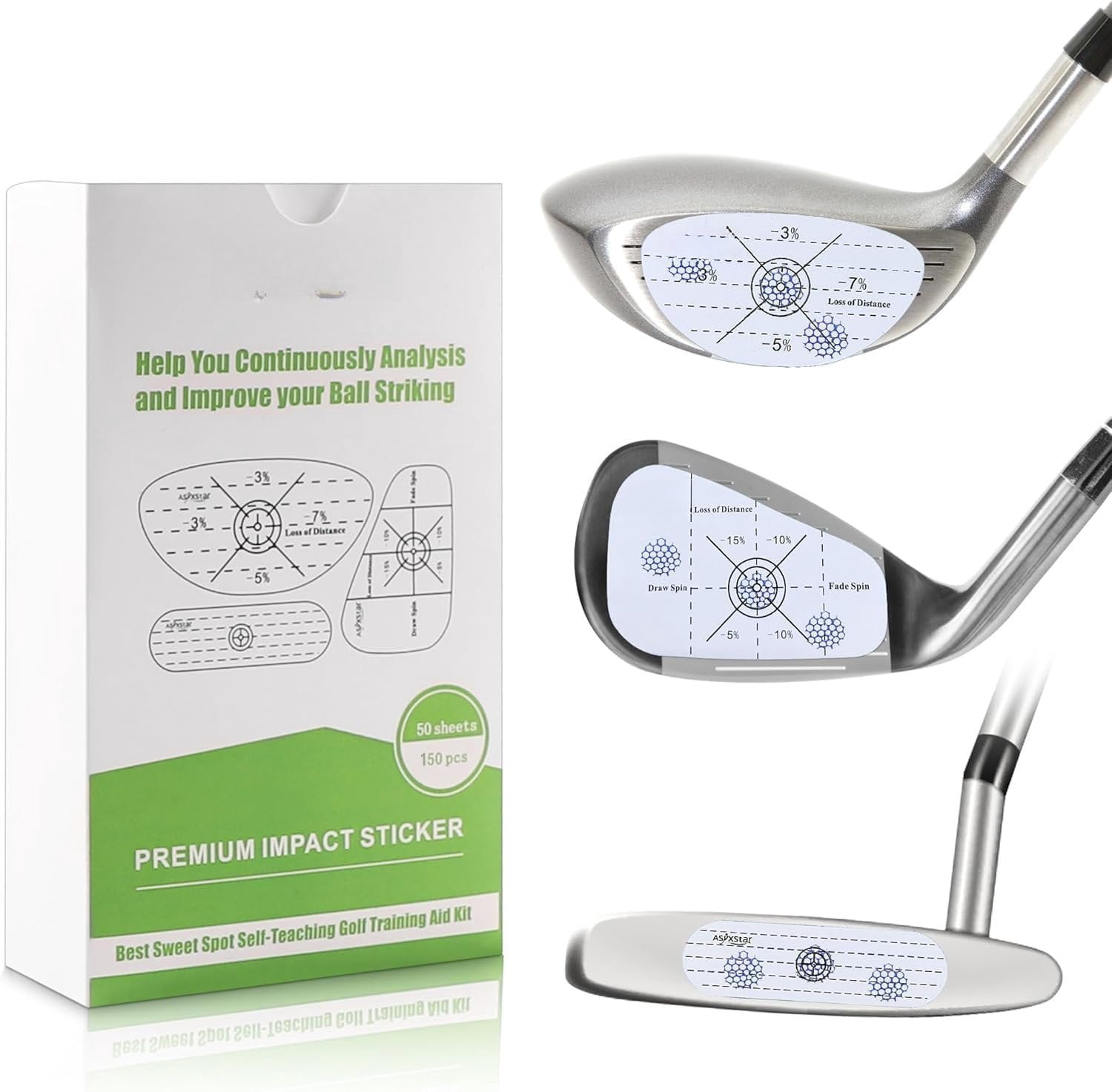 Golf Impact Tape - Golf Impact Stickers for Golf Clubs Golf aid,Self ...