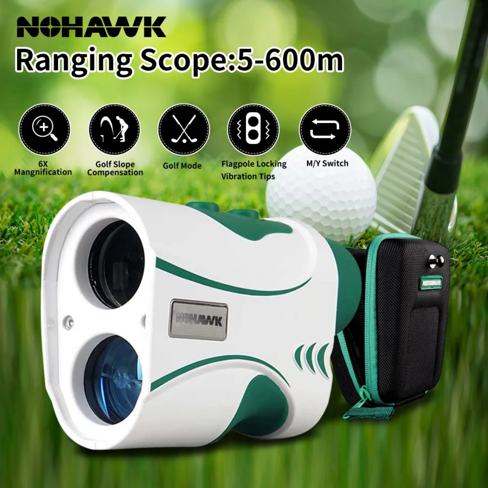 Golf Laser Range Finder 600M/1000M Slope Compensation Flag Pole Locking USB Rechargeable Laser ...