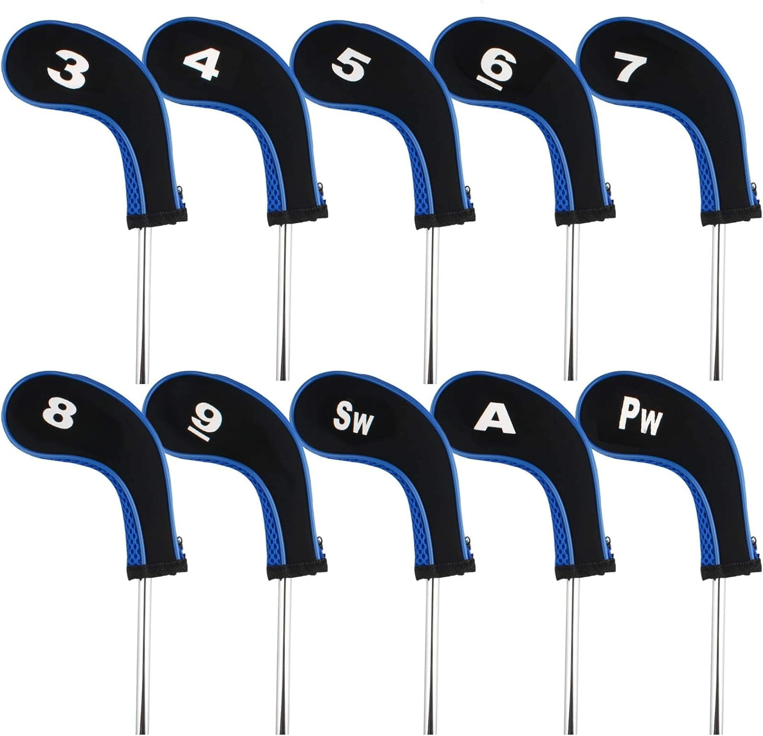 Golf Long Neck Neoprene Durable Zippered Zipper Iron Head Covers ...