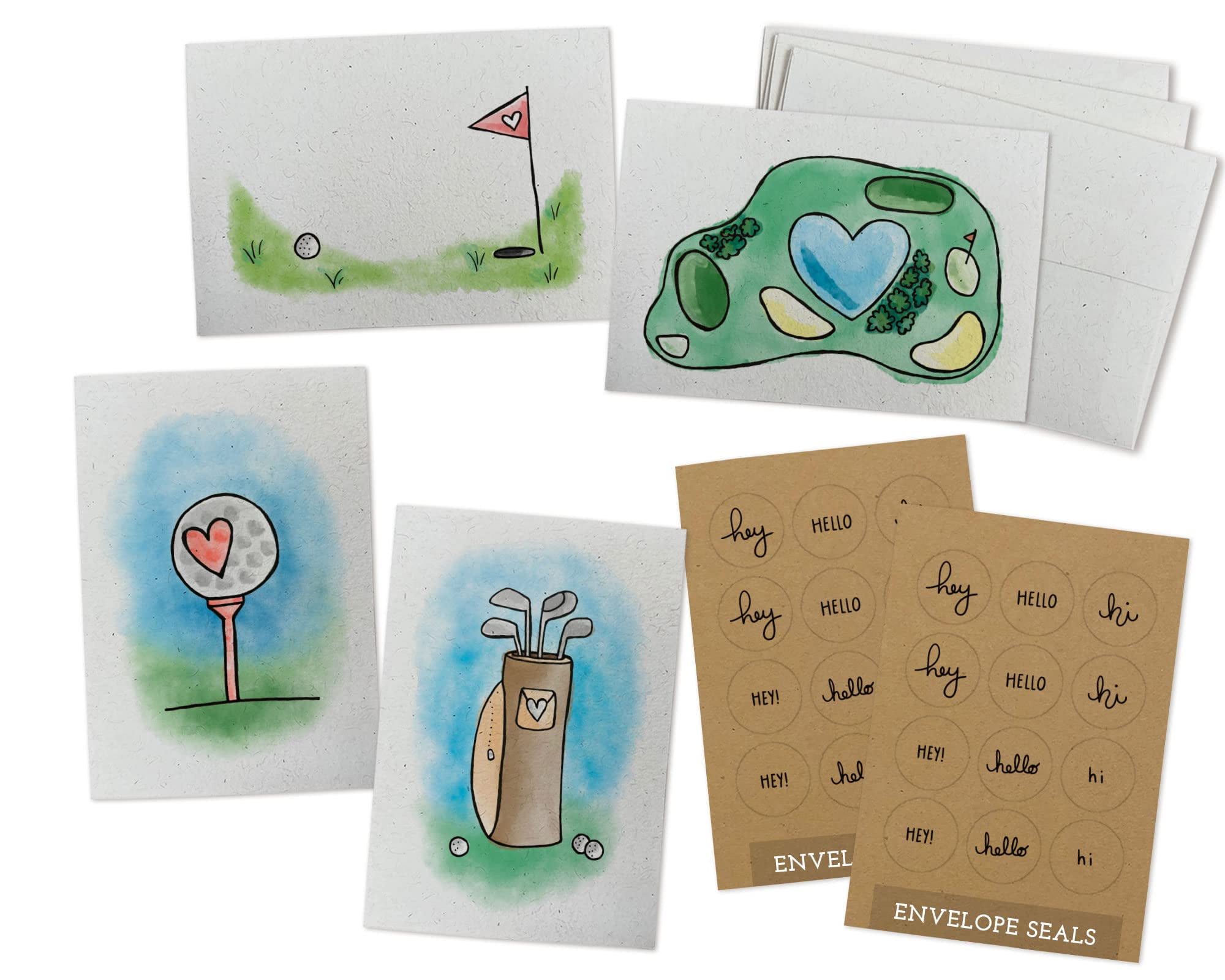 Golf Love Greeting Cards Variety Pack - 24 Note Cards with Envelopes ...