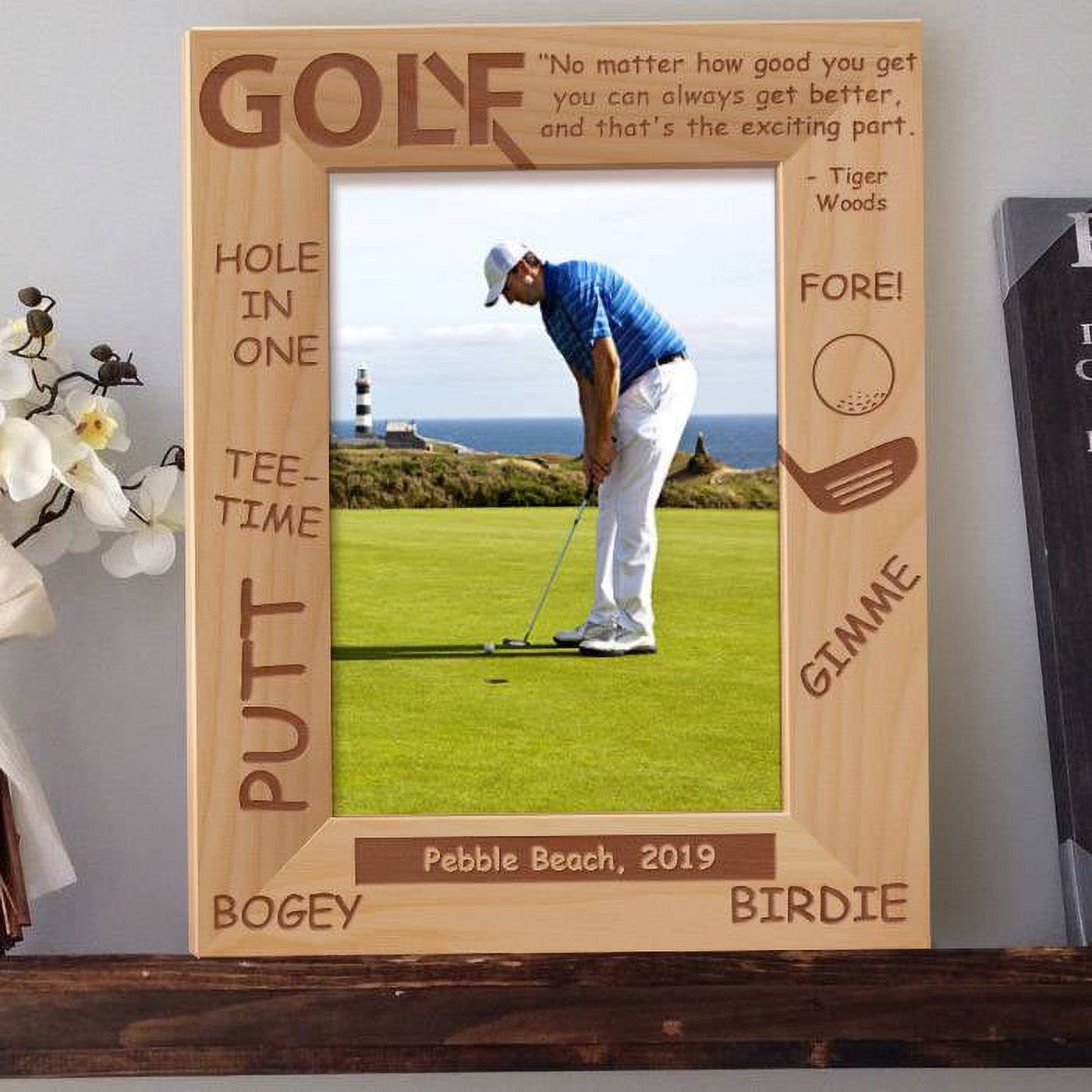 Golf Lovers Personalized Wooden Picture Frame 8" x 10" Brown (Vertical ...