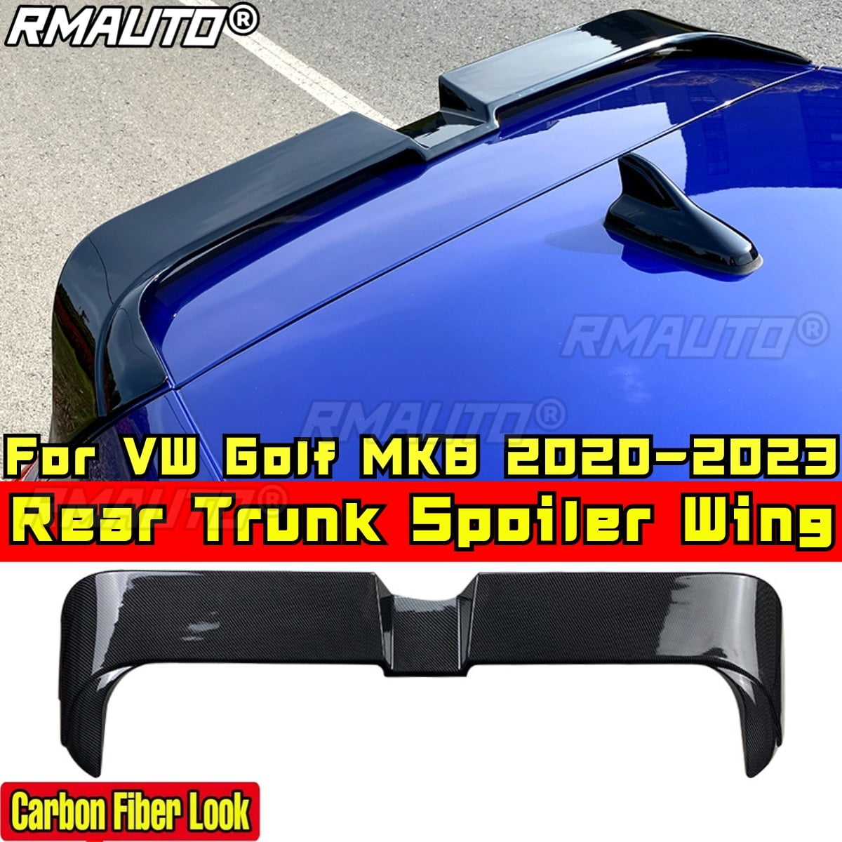 Golf MK8 Body Kit Rear Roof Spoiler Splitter Carbon Fiber Look Sport ...