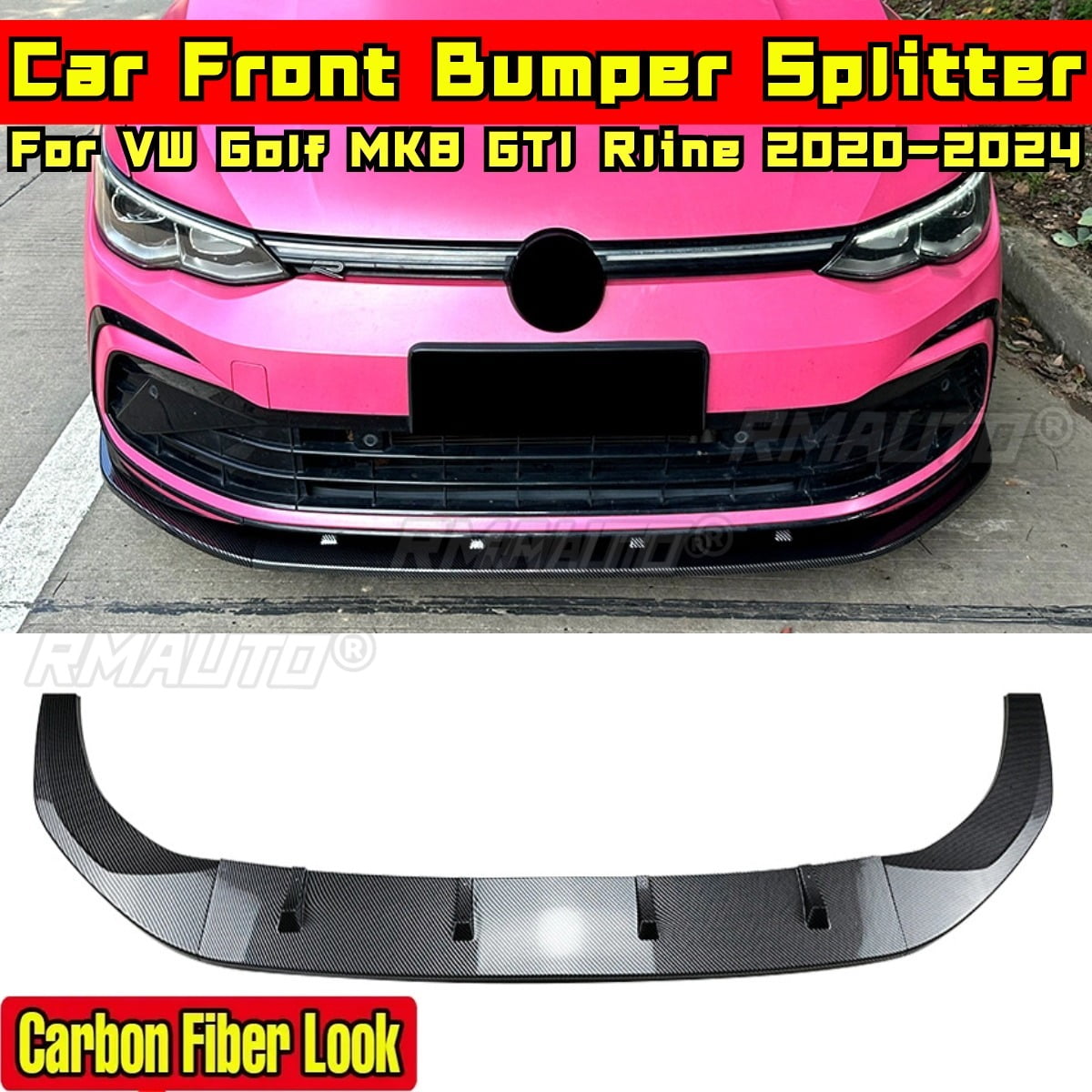 Golf MK8 GTI Front Bumper Splitter Carbon Fiber Look Sport Style Bumper ...