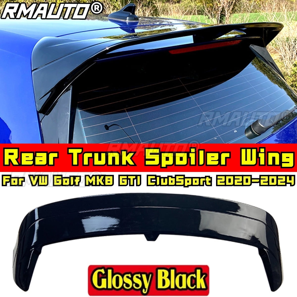 Golf MK8 GTI Rear Roof Wing Carbon Fiber Look Sport Style Roof Spoiler ...