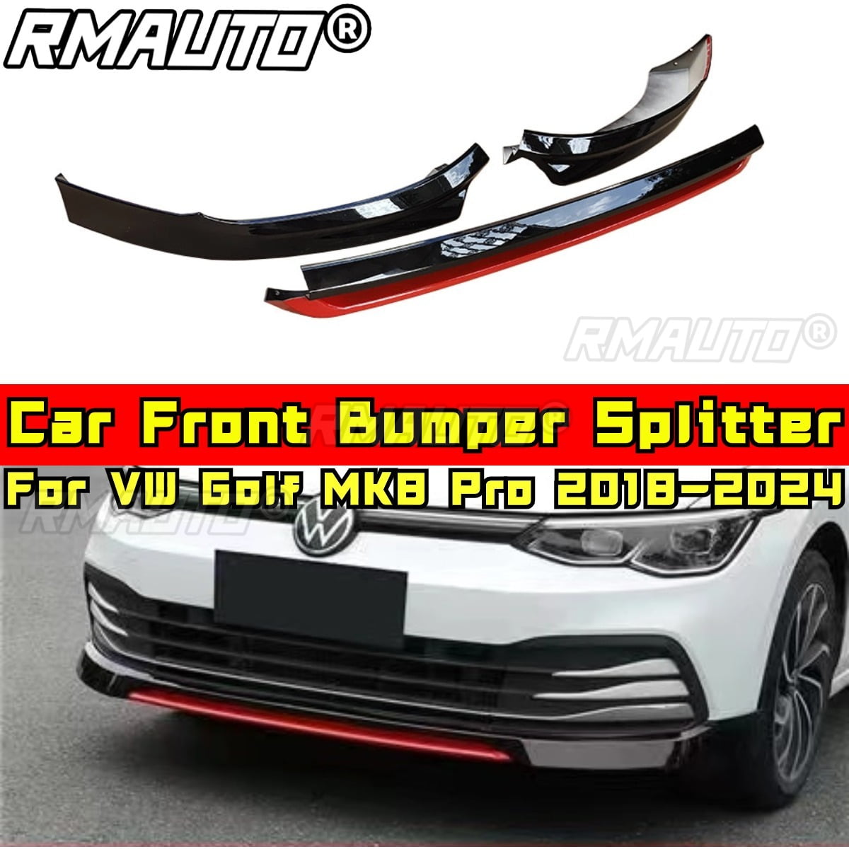 Golf MK8 Pro Body Kit Front Bumper Splitter Glossy Black ABT Style ...