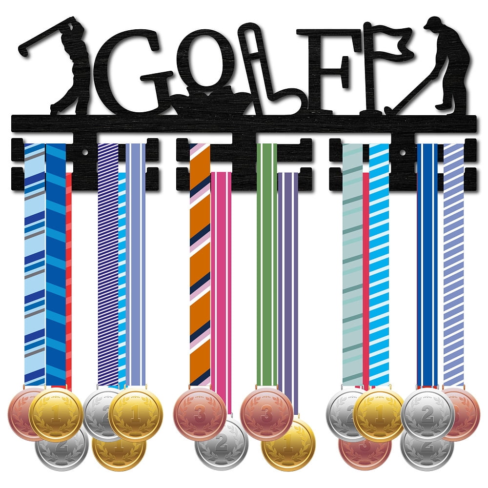 Golf Medal Holder Golf Medal Hanger Display Wooden Rack Wall Mounted ...