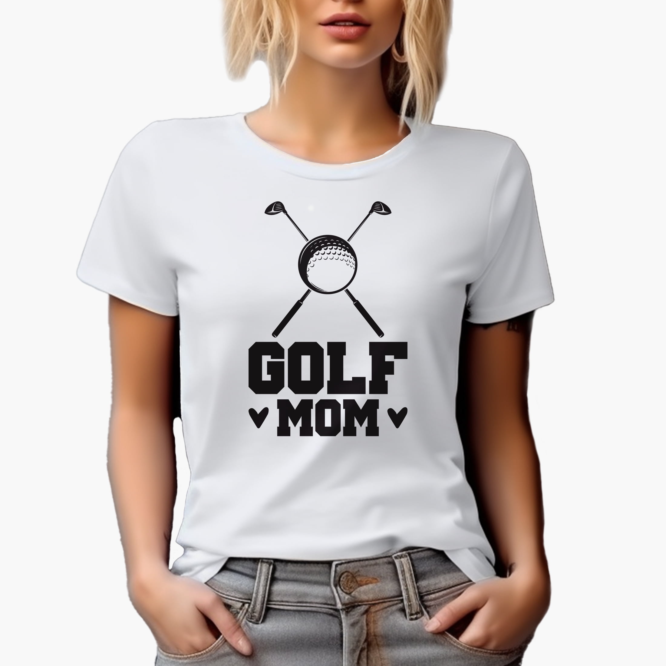 Golf Mom with Clubs, Ball & Hearts, Golf Player, Golfing or Golfer ...