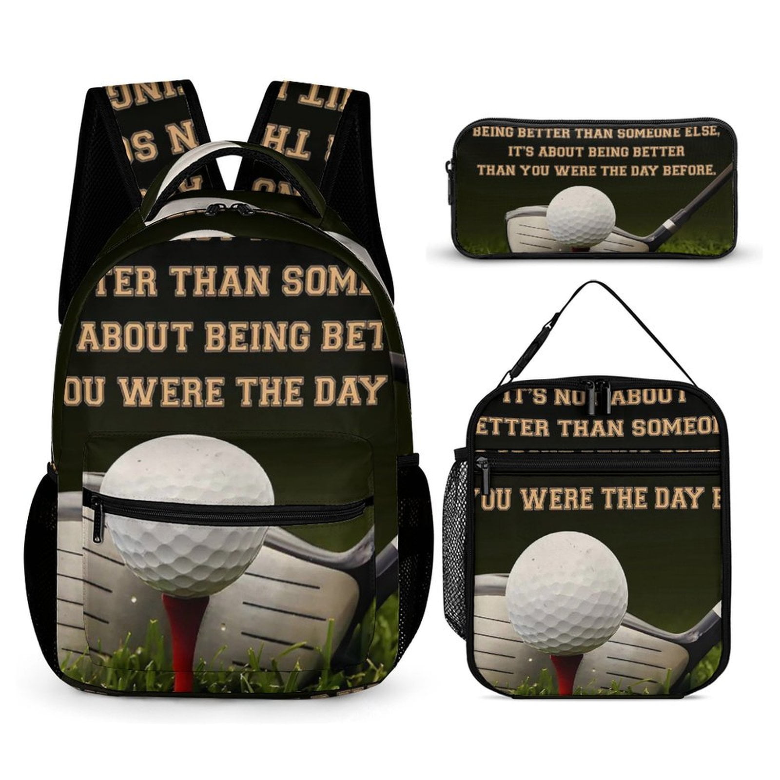 Golf Motivational Quotes Office 3 Piece Backpack Set Anime Casual ...