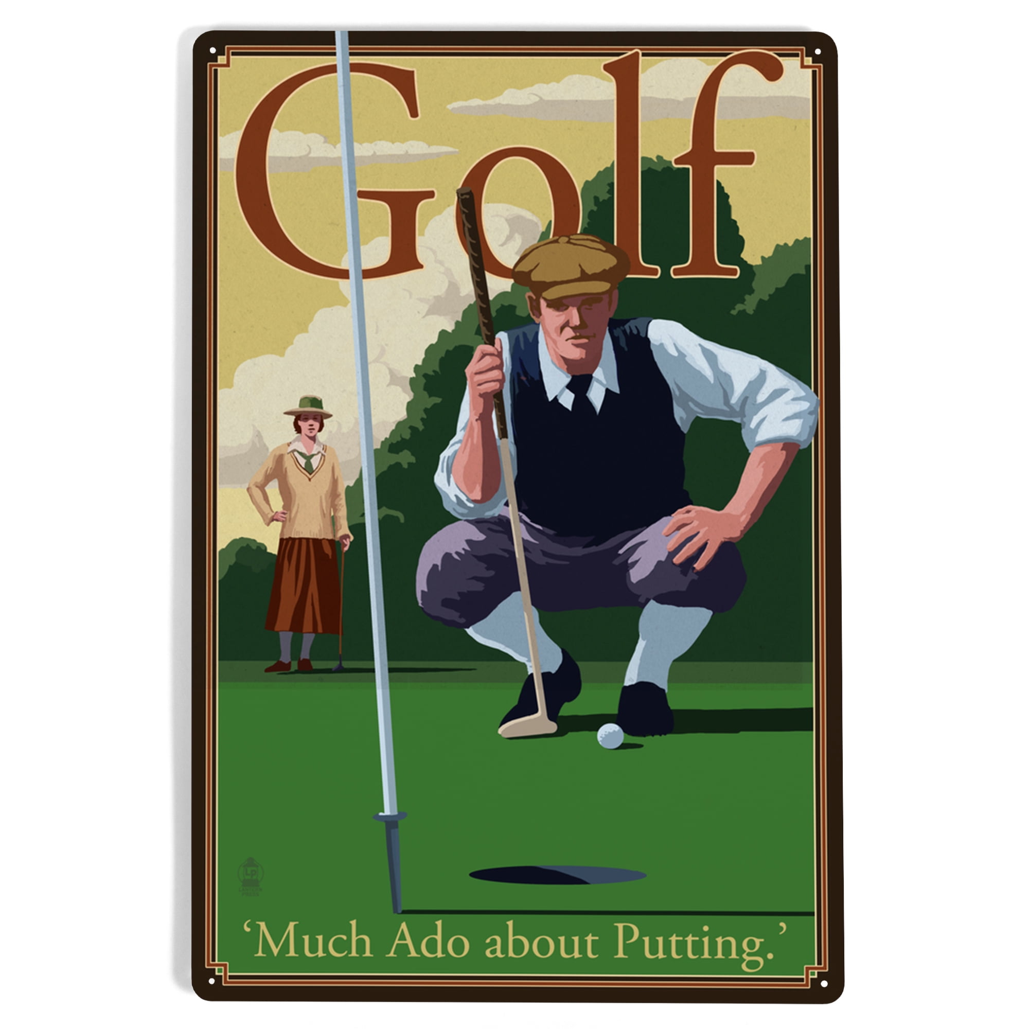 Golf, Much Ado about Putting (12x18 Aluminum Art, Indoor Outdoor Metal ...