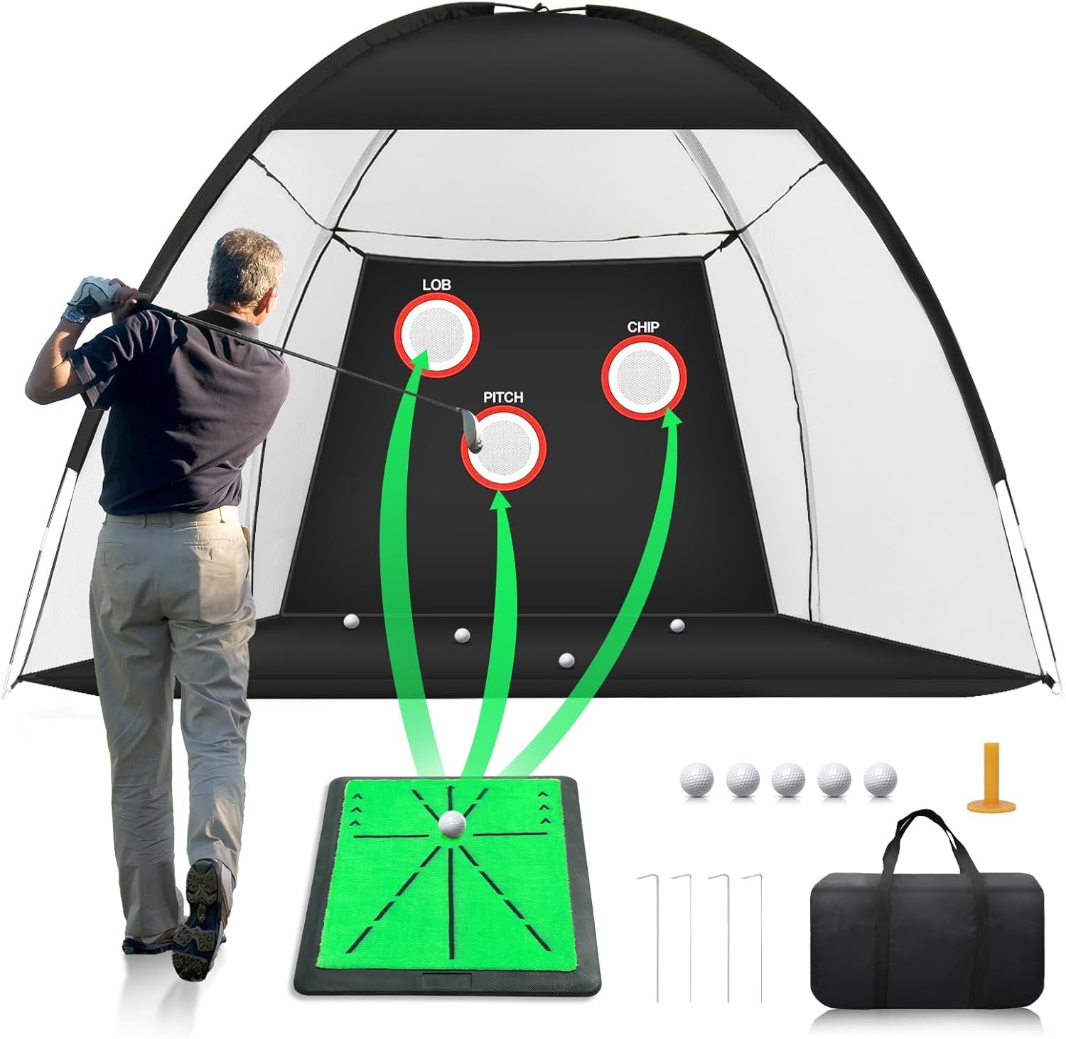 Golf Net, 10x7FT Golf Hitting Net with Swing Mat, Golf Practice Net for Backyard Driving ...