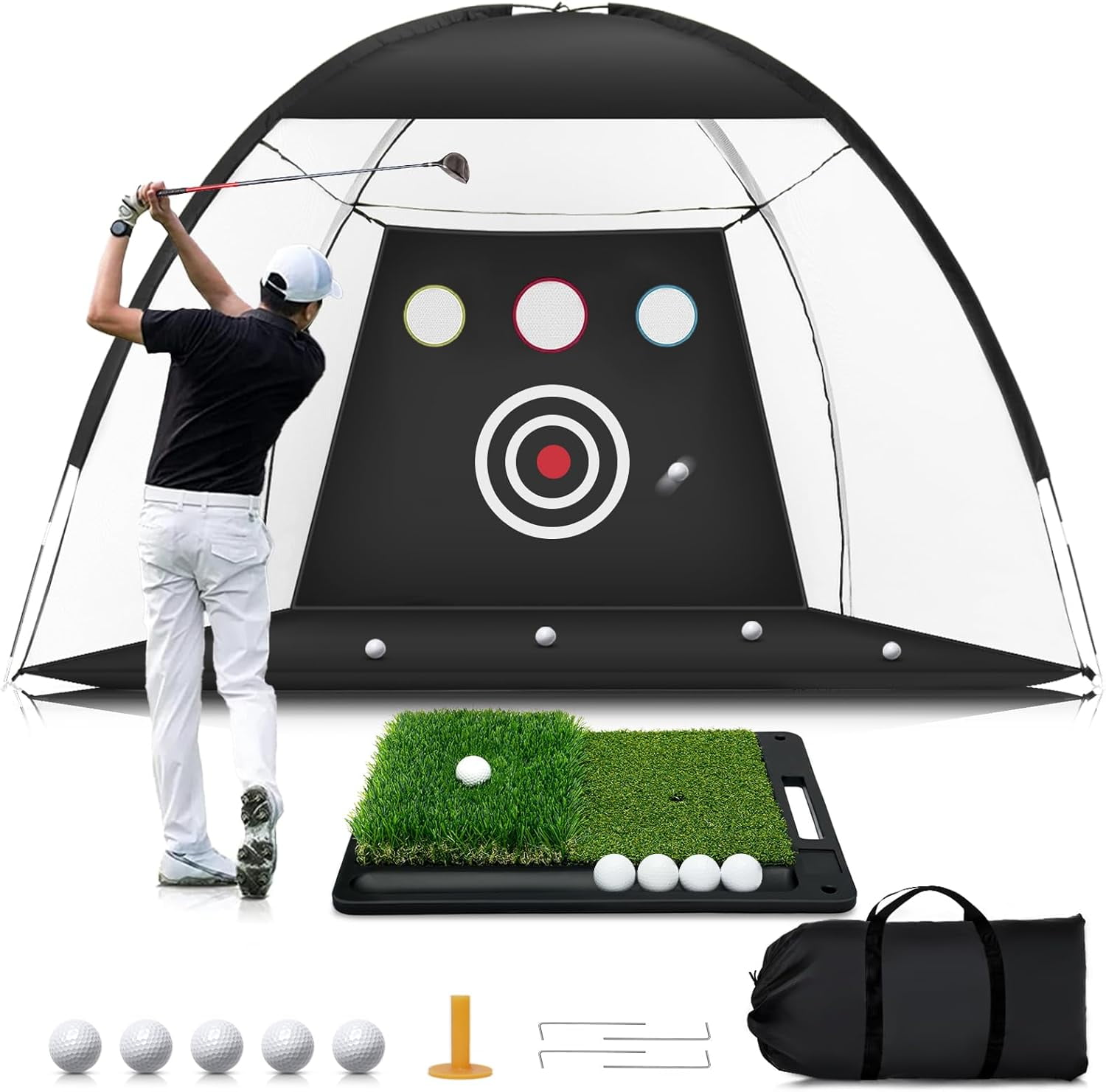 Golf Net: 10x7ft Golf Hitting Practice Net for Backyard, Indoor or Outdoor Driving Chipping ...