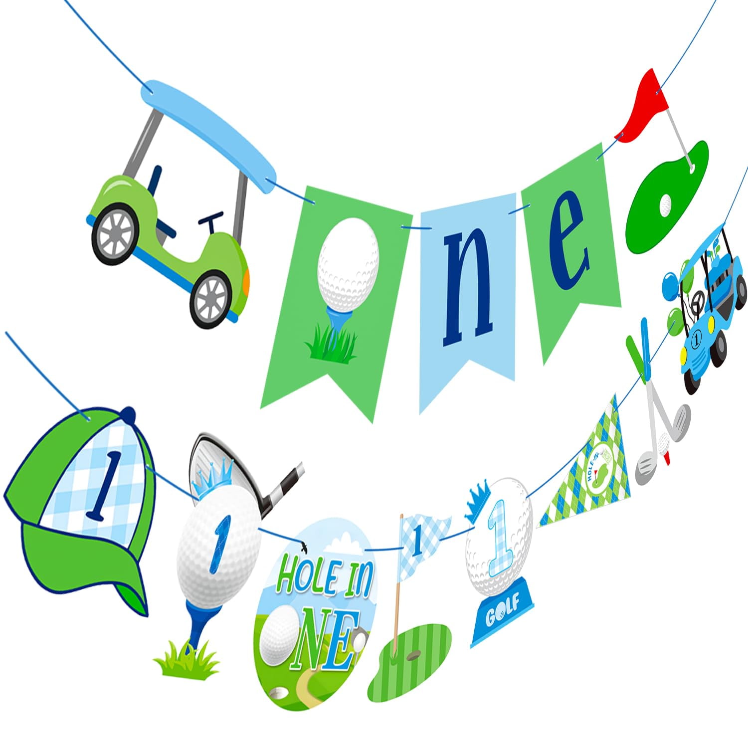 Golf One Birthday Banners Golf 1st Birthday Party Decorations 2Pcs Golf ...