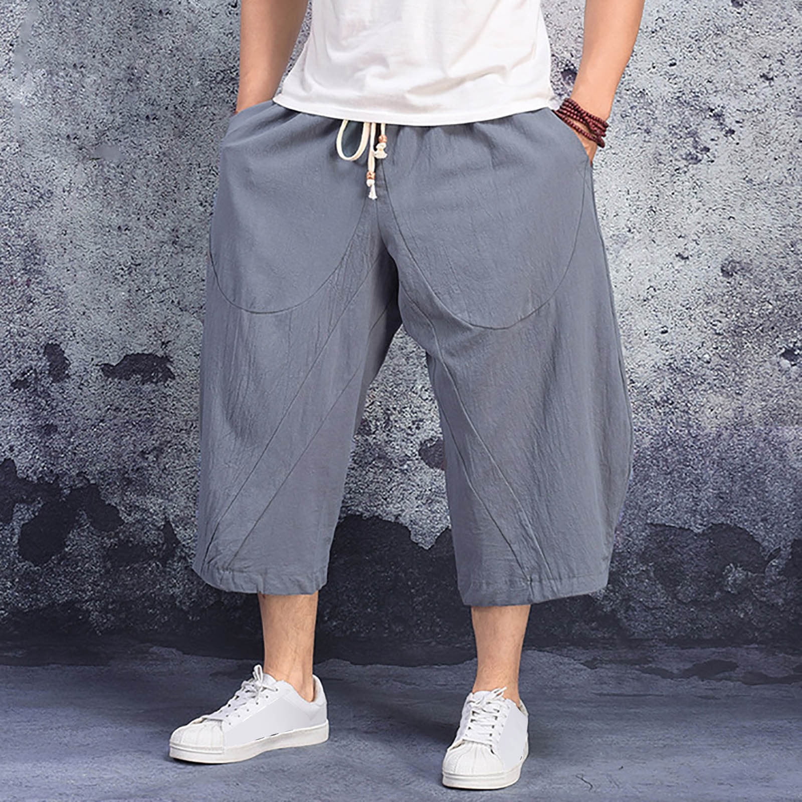 Golf Pants Men Baggy Wide Leg Pants Hanging Crotch Hop Bloomers Calf ...