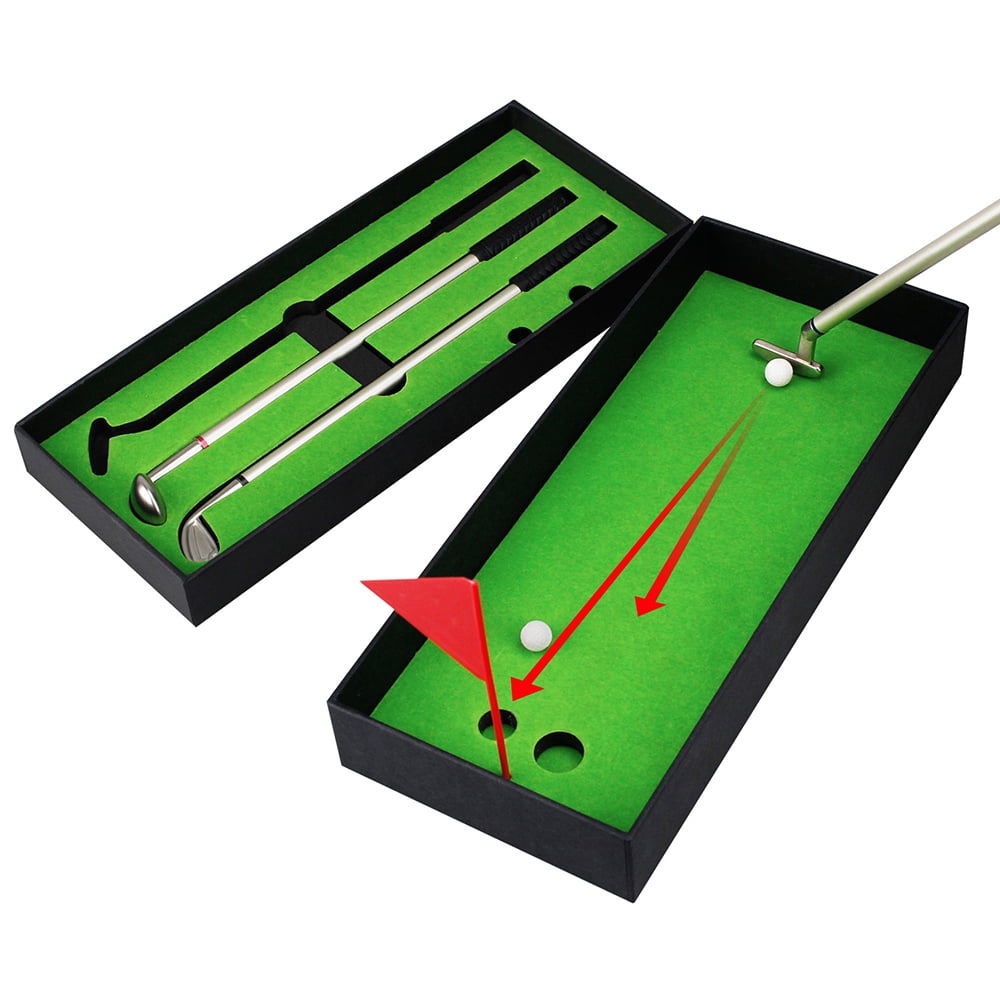 Golf Pen Set, Mini Desktop Golf Ball Pen Gift Set Includes Putting ...