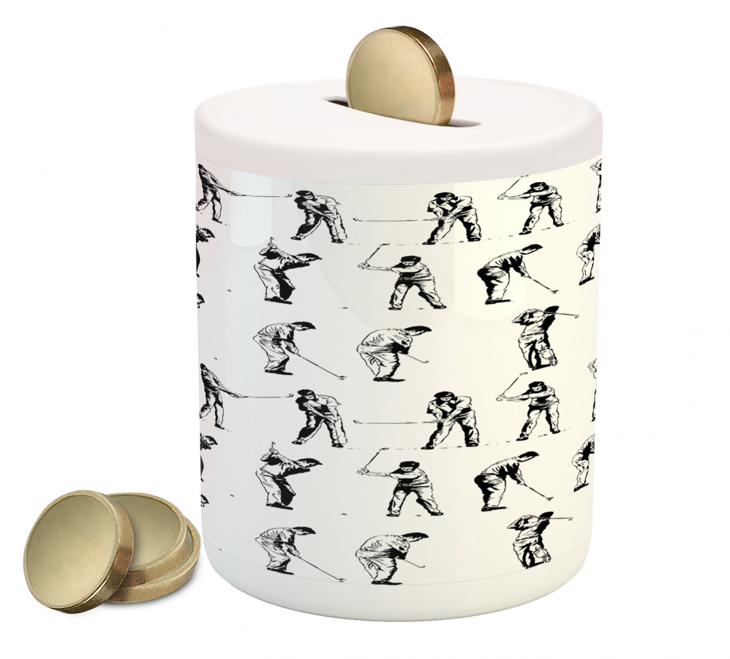 Golf Piggy Bank, Golf Swing Shown in 14 Stages Sports Hobby Themed ...
