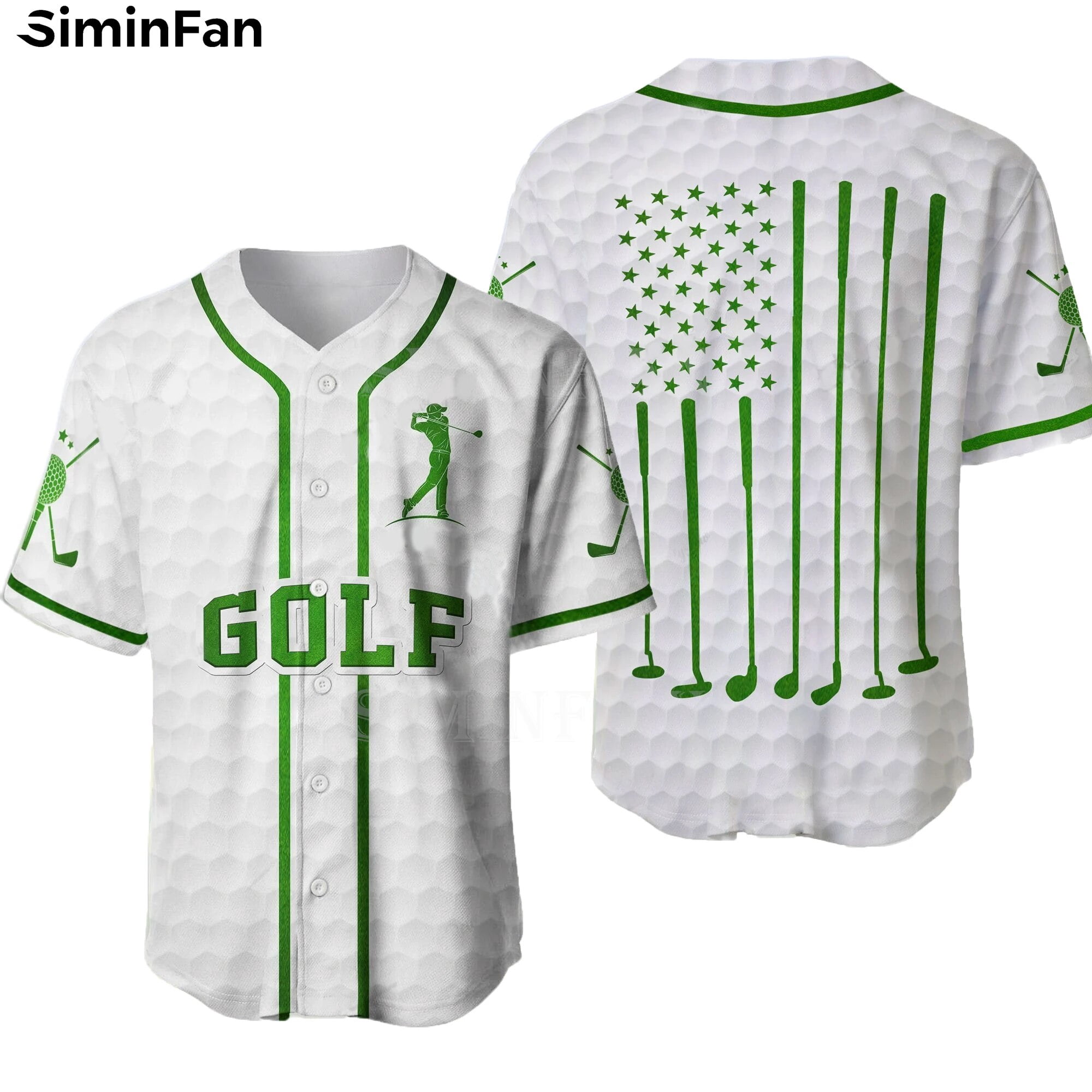 Golf Player 3D Printed Men Baseball Jersey Shirts Summer Collarless ...