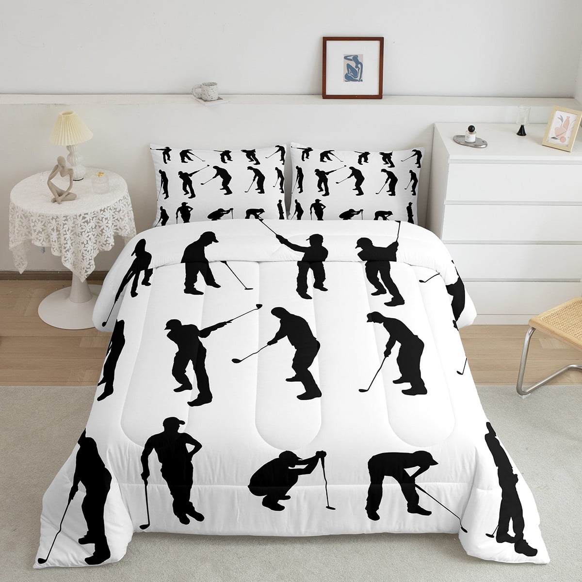 Golf Player Bedding Twin Golf Print Comforter Set, Men Sports Bedding ...