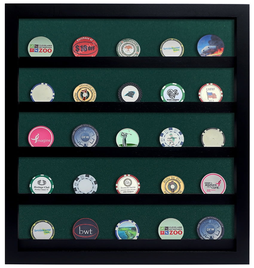 Golf Poker Chip Display Cabinet with Acrylic Cover | Holds 45 Poker ...