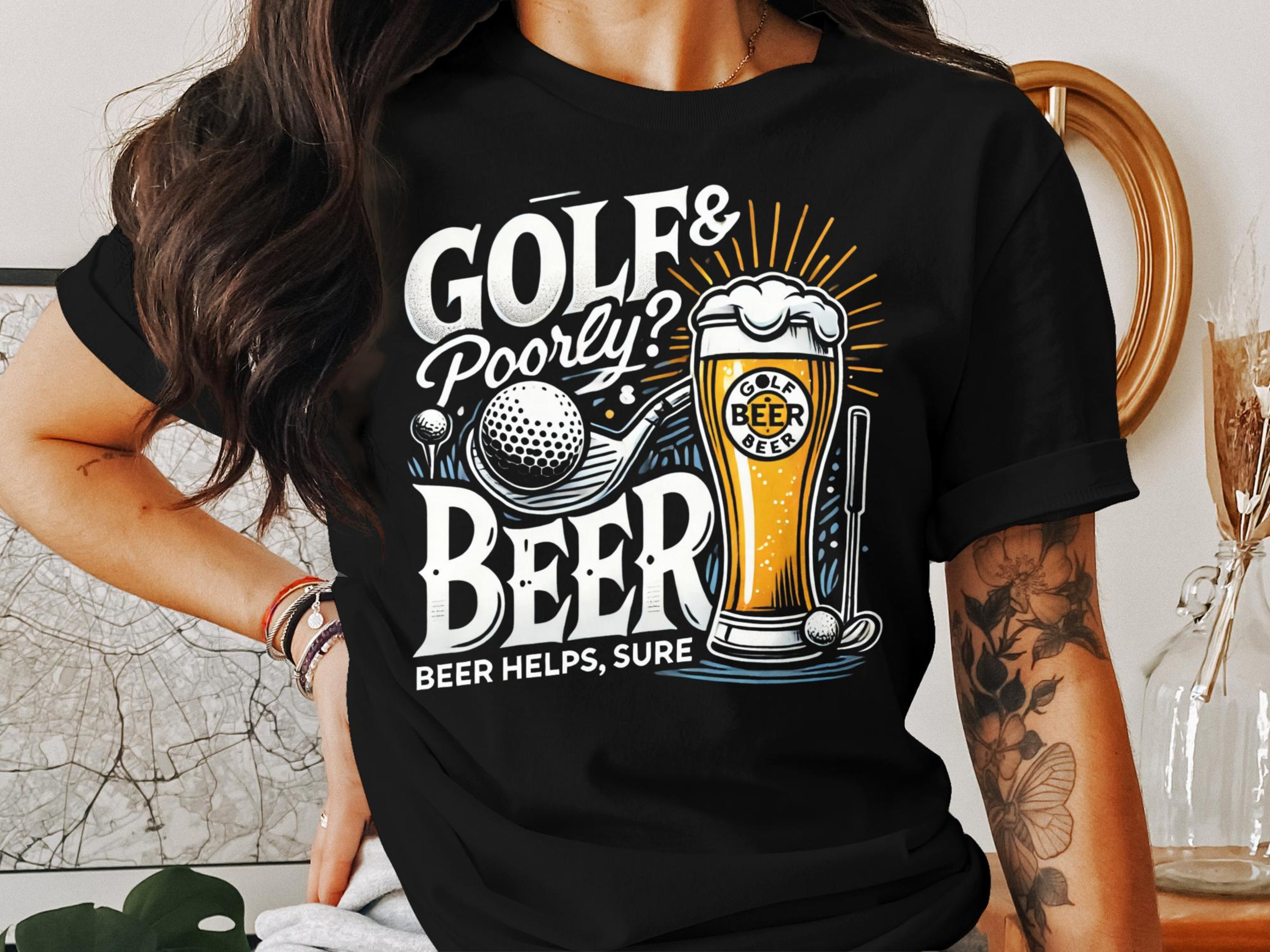 Golf Poorly and Beer Helps Hoodie, Funny Golfing Humor Pullover, Beer ...