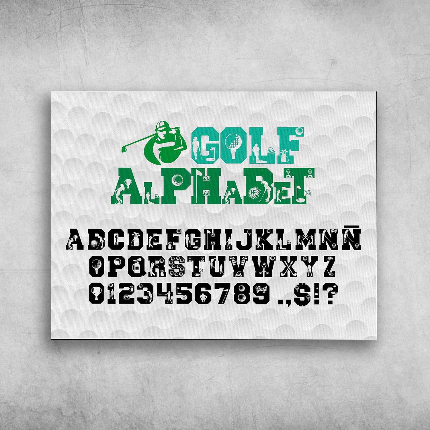 Golf Poster, Golf Lover, Golf Alphabet Poster 16 x 24 Inch Poster ...