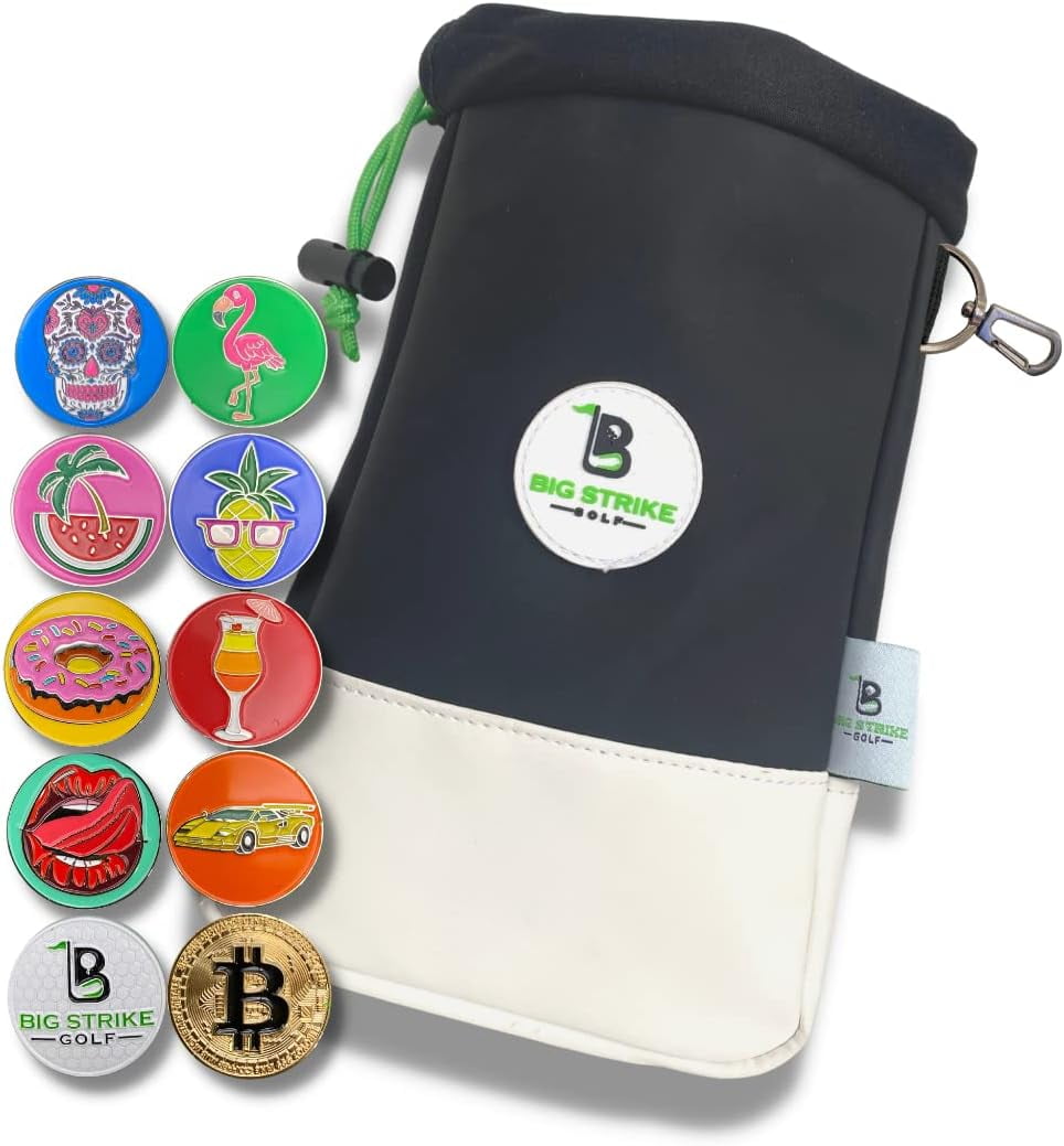 Golf Pouch and 10 Magnetic Ball Markers. Bright, Fun Colourful Ball ...