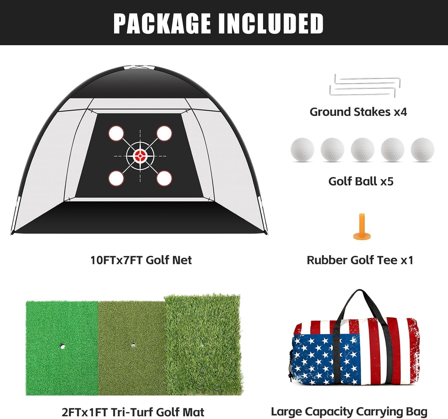 Golf Practice Net 10x7ft with Tri-Turf Mat & Real Balls Set - Walmart.com