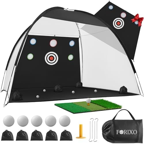 Garage Golf Net – 10x7ft Indoor Golf Hitting Net with Mat & Balls ...