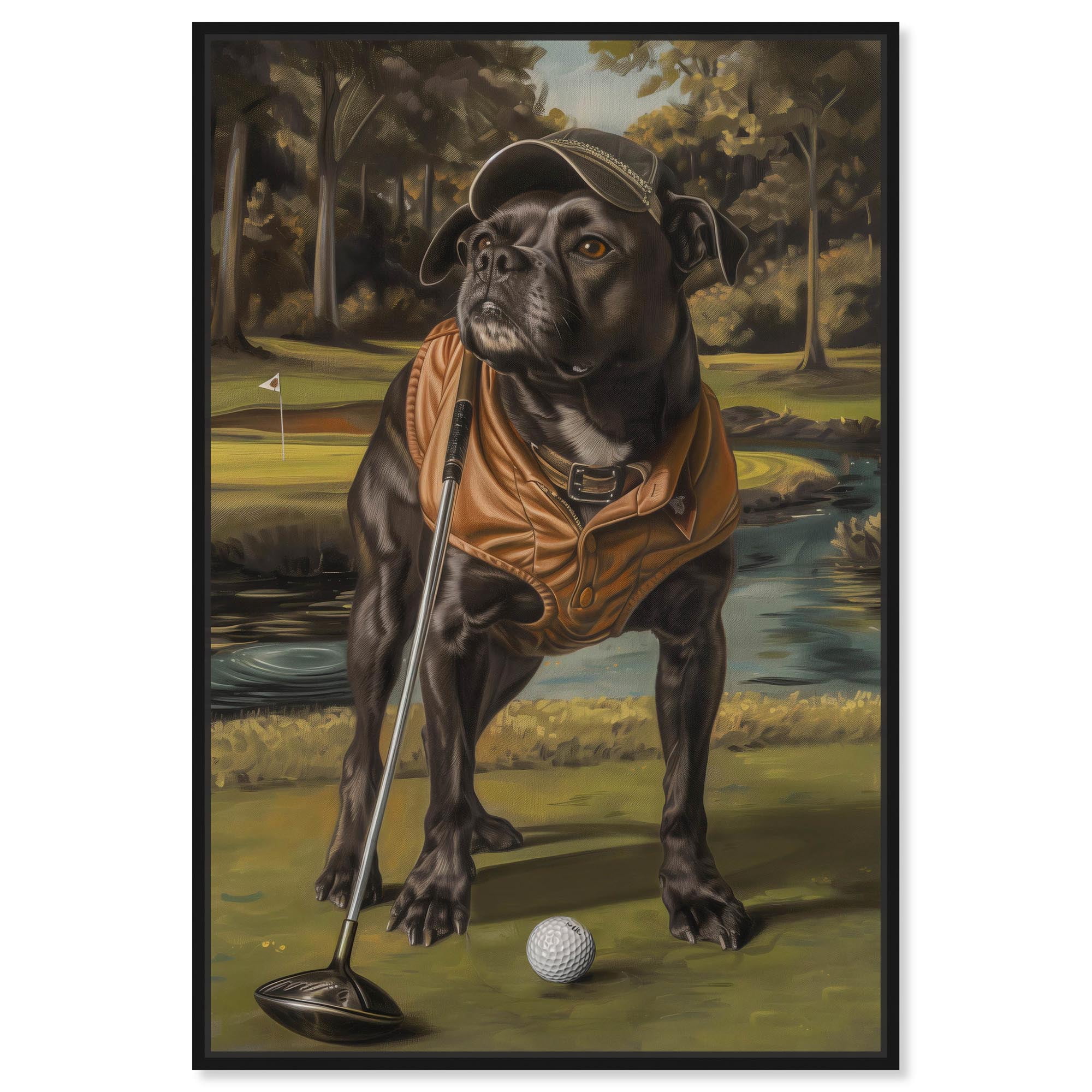 Golf Pup Canvas Vintage Portraits by Art Remedy, Black Frame, 20" x 30" - Walmart.com
