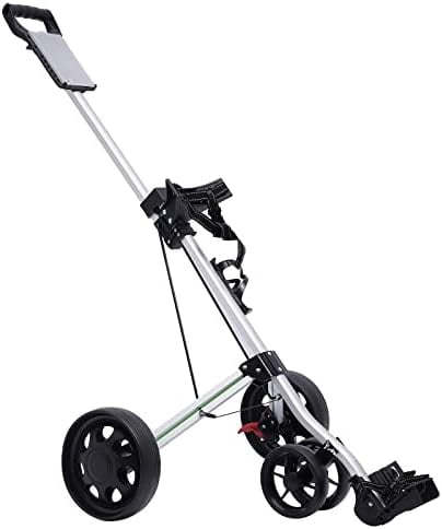 Golf Push Cart, 3 Wheel Push Pull Golf Cart, Portable Golf Trolley with ...