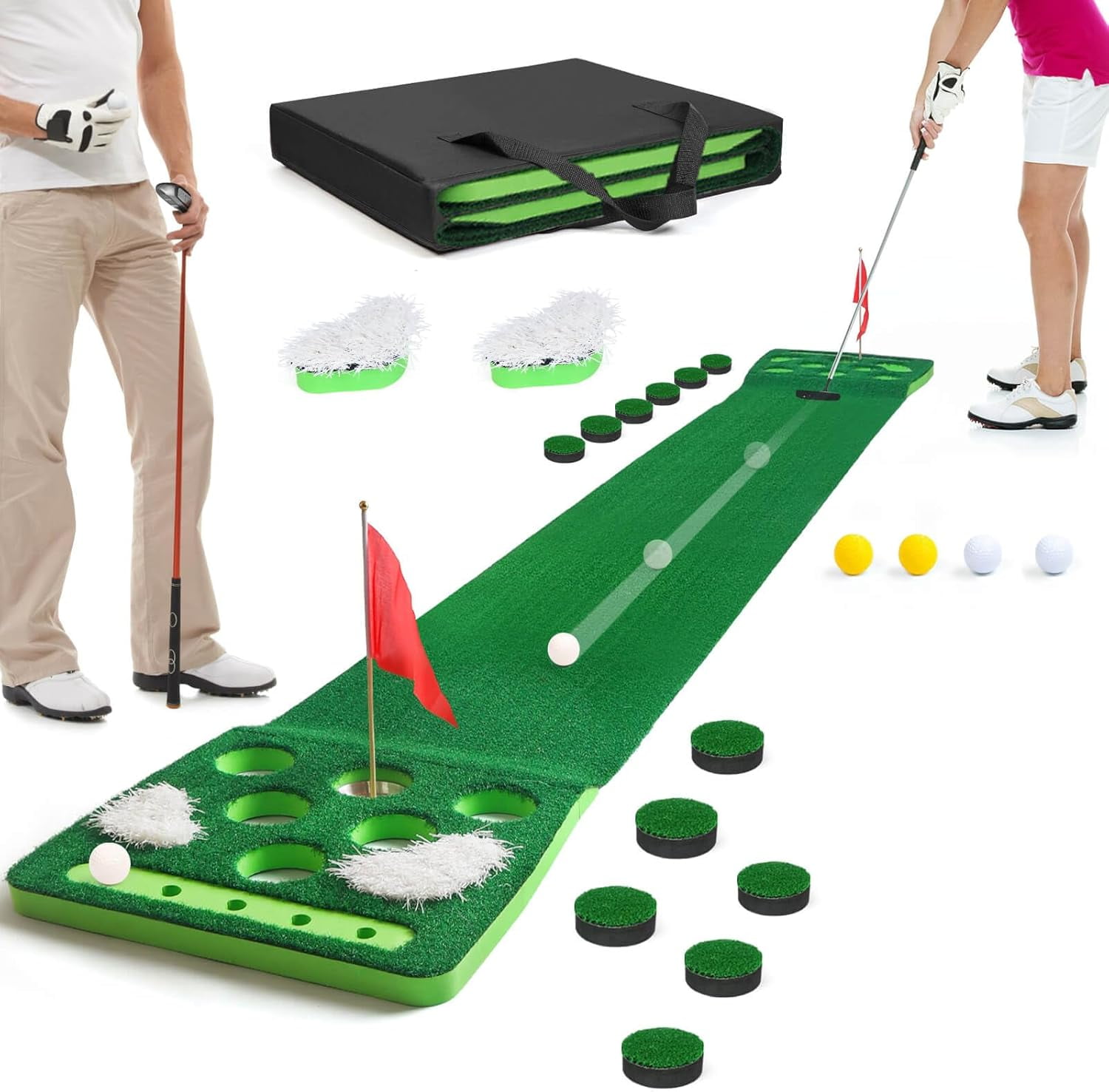 Golf Putting Game Set, Detachable Golf Putting Green Mat with 4 Balls ...