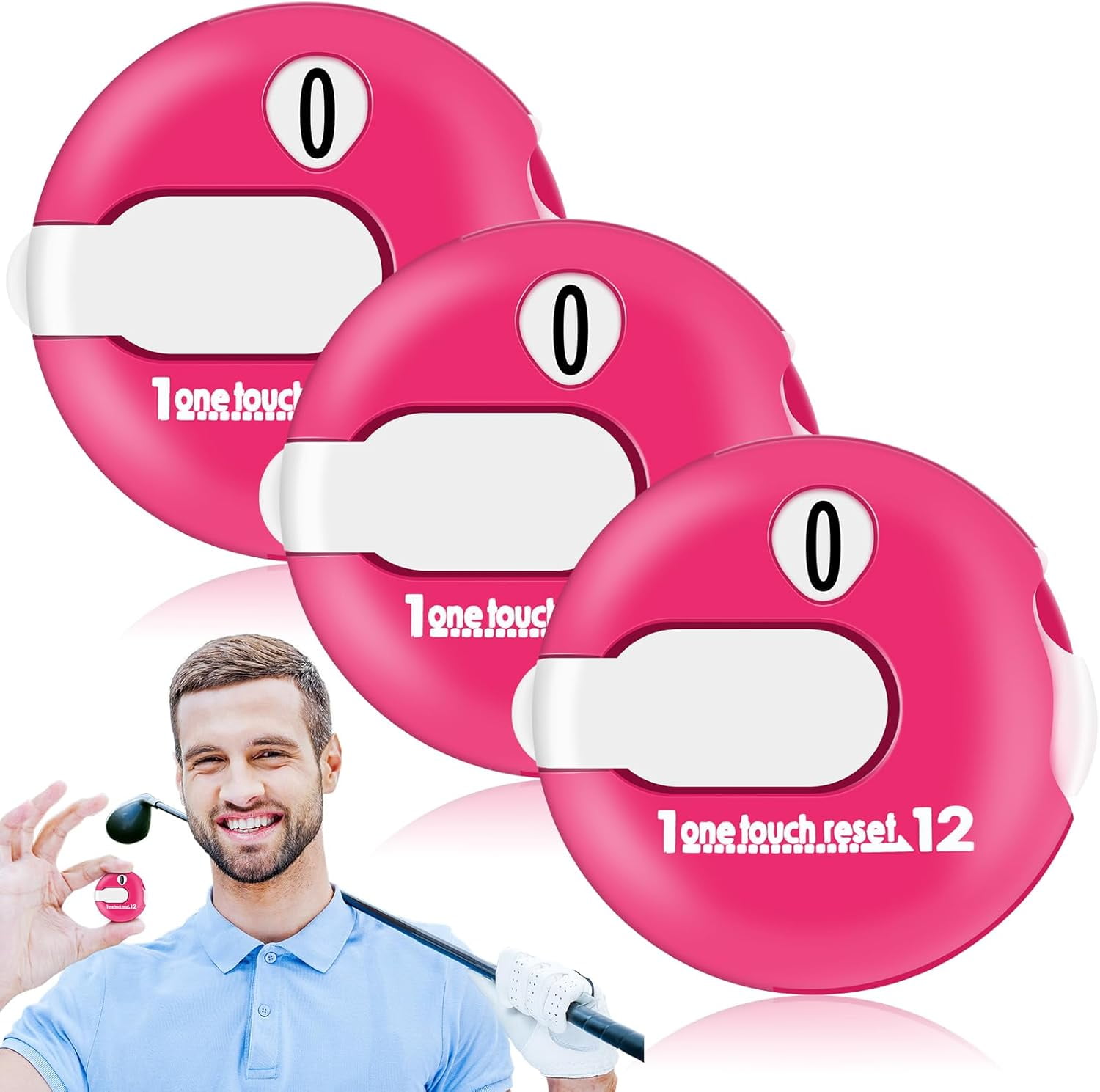 Golf Score Counter Mini Golf Stroke Counter with One Touch Reset and Simple Attachment to ...